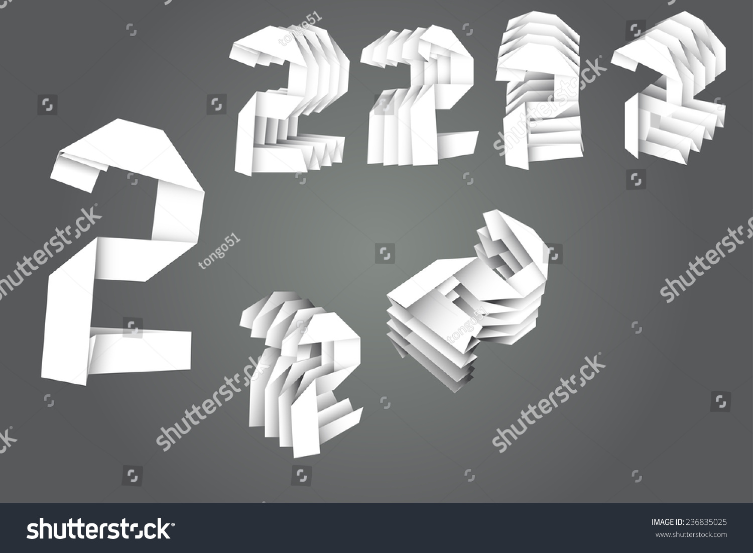 Origami Number Two Stock Vector (Royalty Free) 236835025