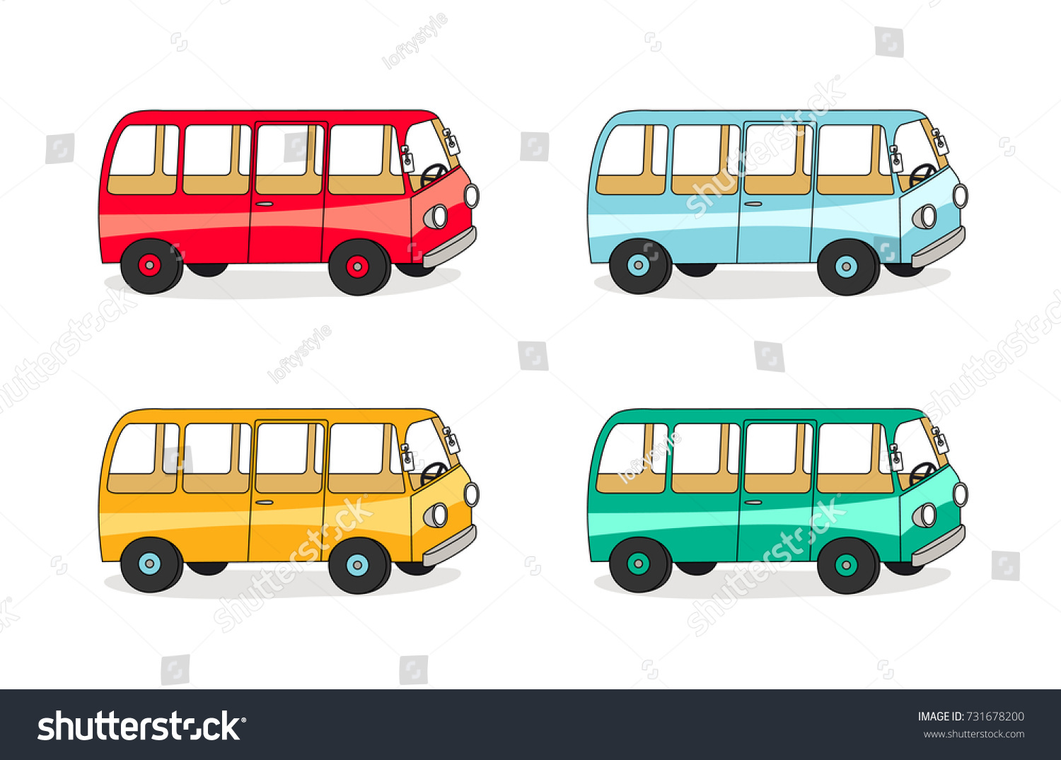 Original Different Color Van Set Vector 库存矢量图（免版税）731678200 | Shutterstock