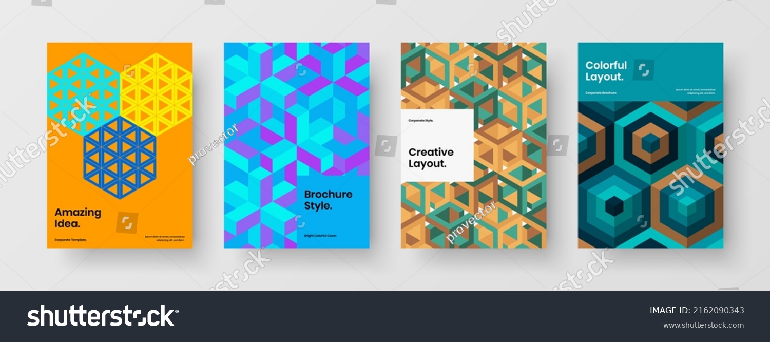 Original Geometric Hexagons Booklet Template Composition Stock Vector ...
