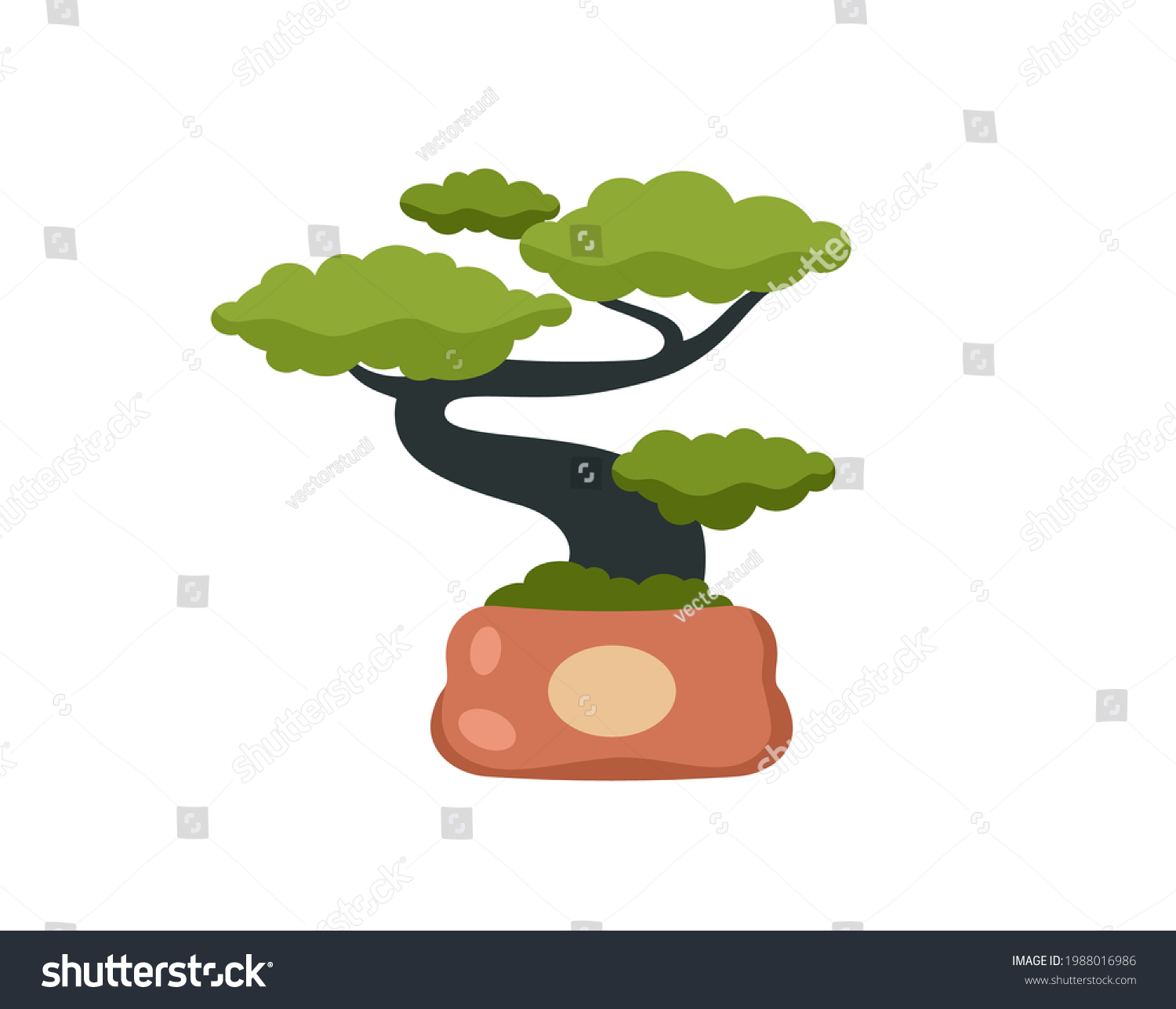 Ornamental Bonsai Tree Wriggling Indoor Plant Stock Vector Royalty Free 1988016986 Shutterstock