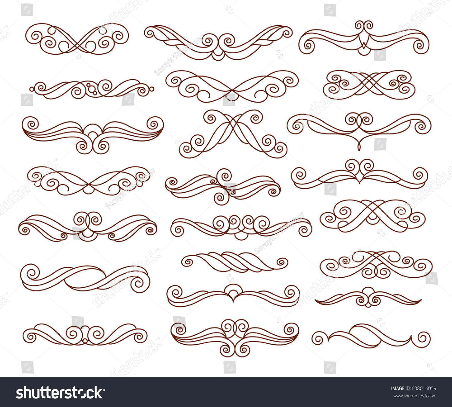 Ornamental Design Elementsvector Illustrationbrown On White Stock ...