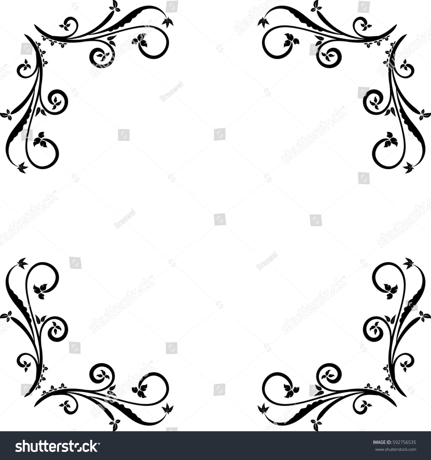 Ornamental Silhouette Corner Border Frame Stock Vector (Royalty Free ...