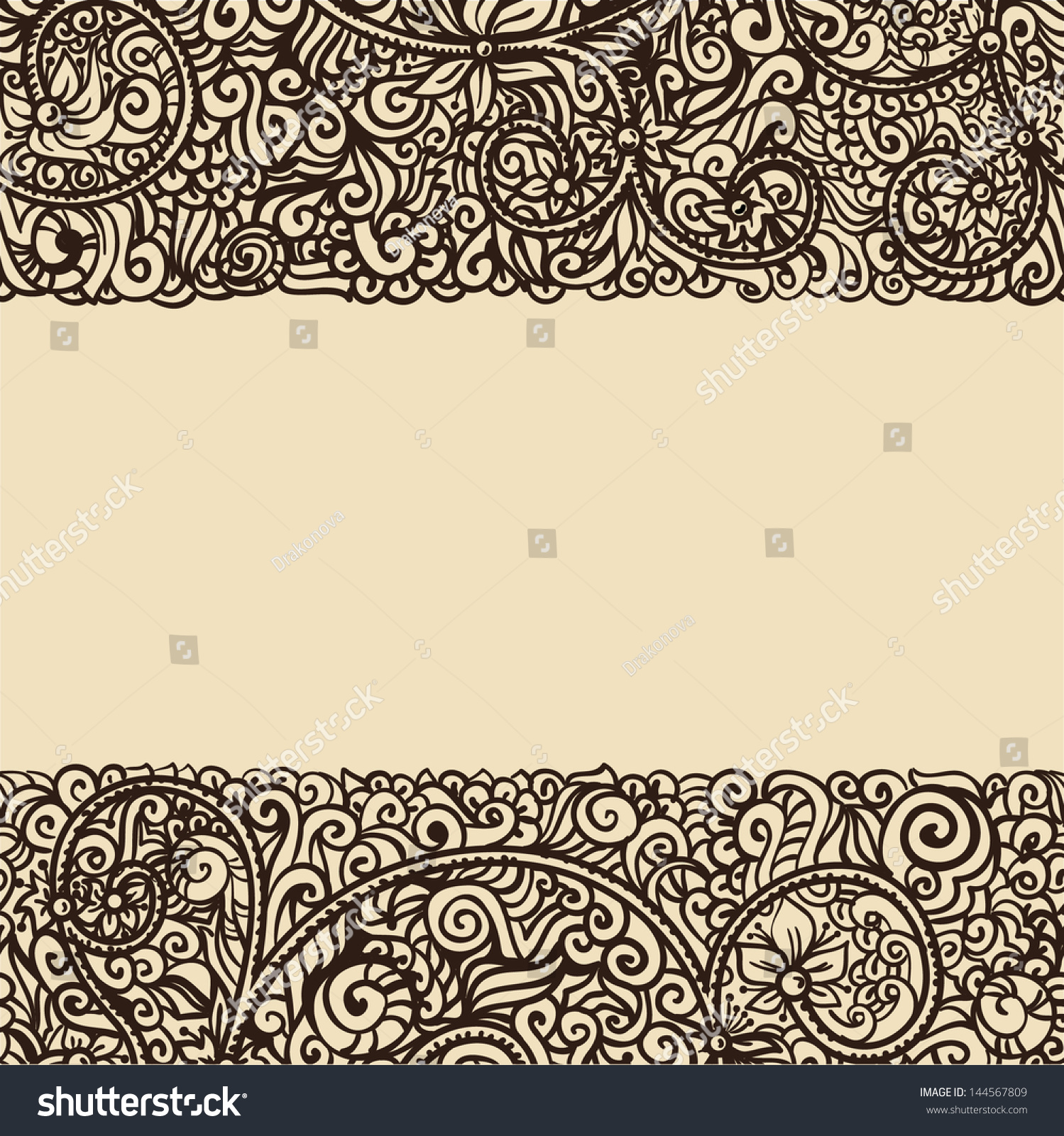 Ornate Drawn Frame Border On Parchment Stock Vector (Royalty Free ...
