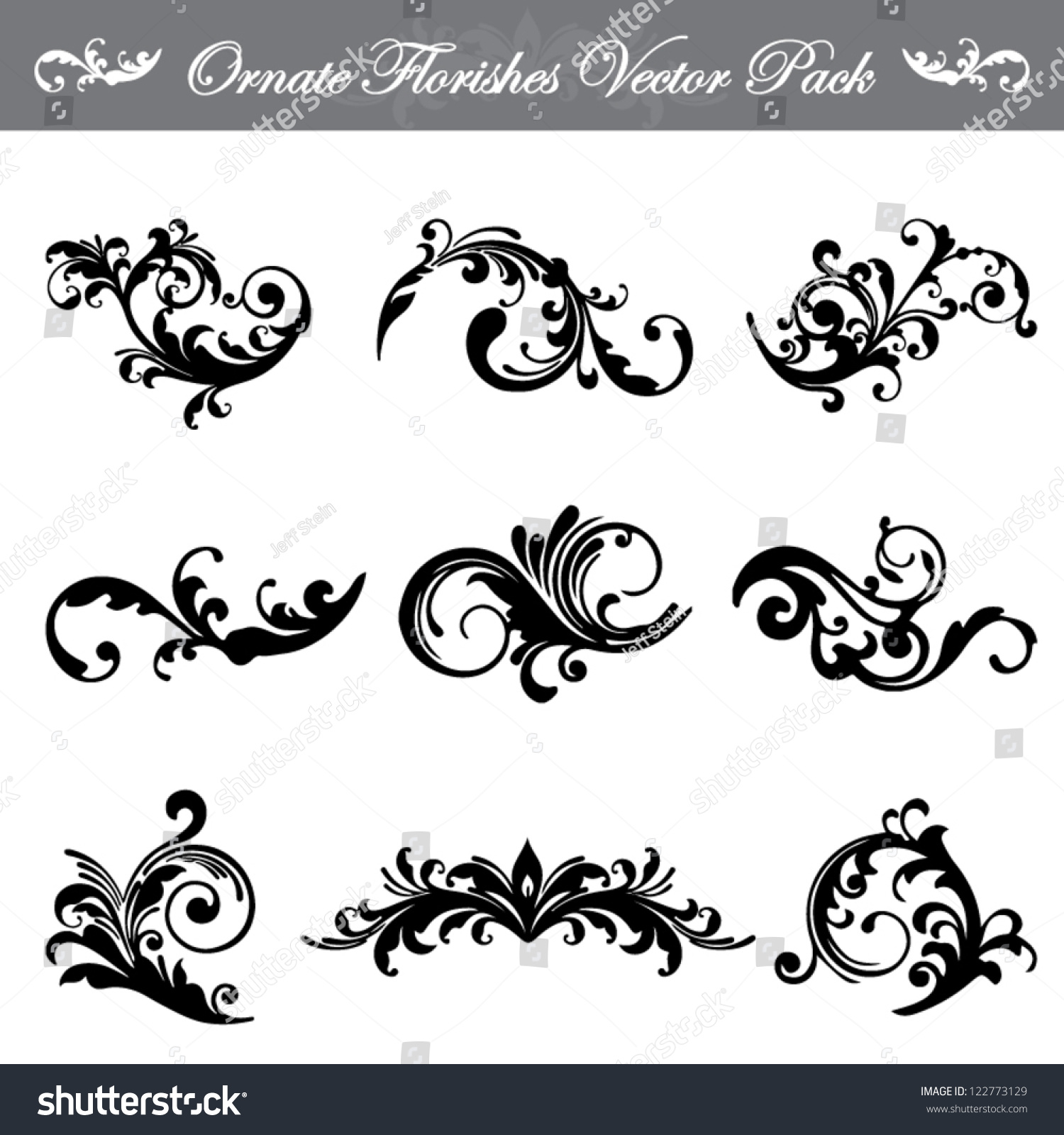 Ornate Flourishes Vector Pack Stock Vector (Royalty Free) 122773129