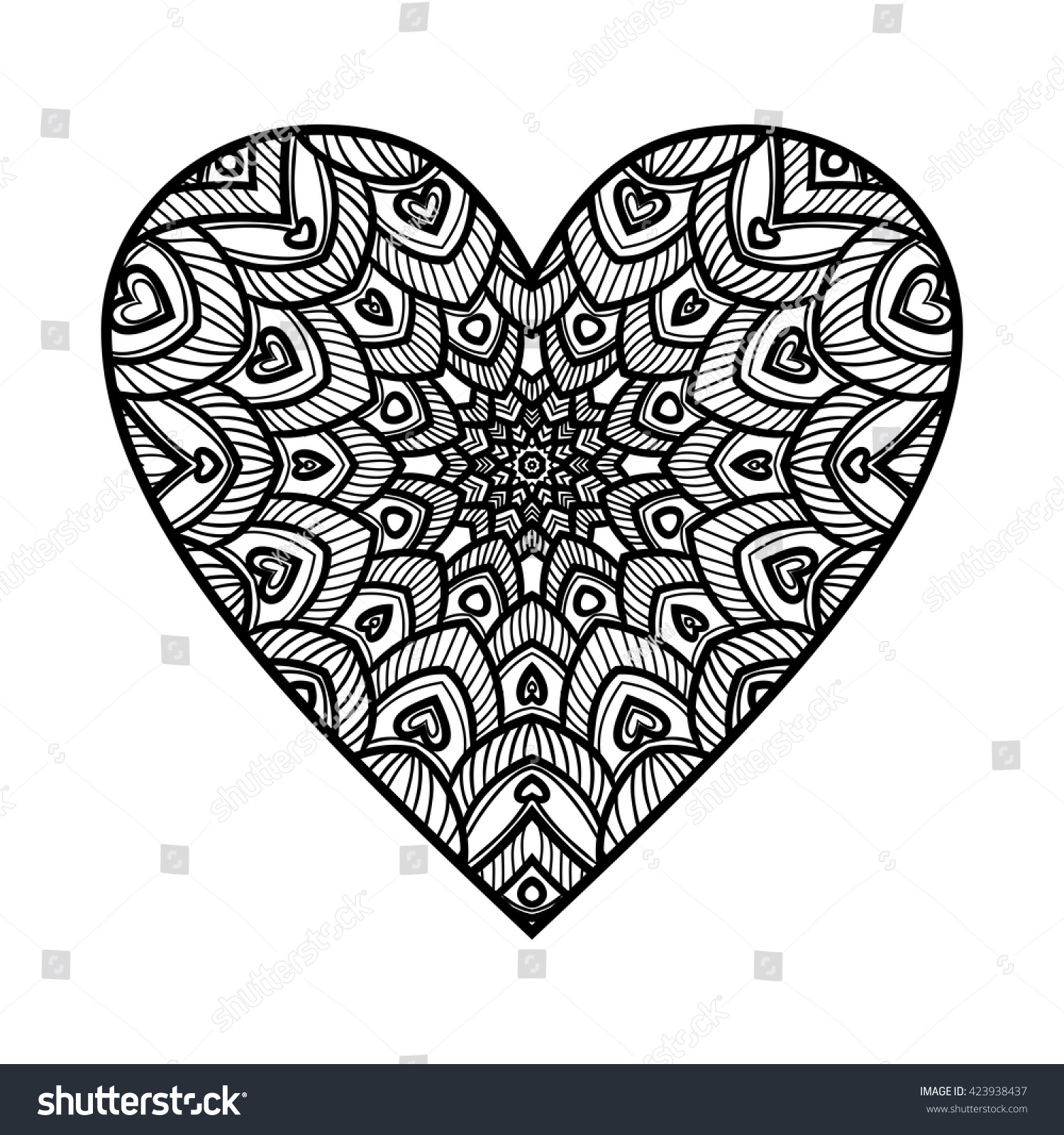 Ornate Heart Mandala Pattern Stock Vector (Royalty Free) 423938437 ...