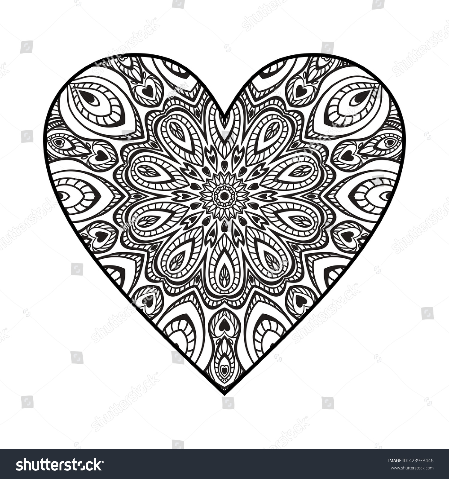 Ornate Heart Mandala Pattern Image vectorielle de stock (libre de ...