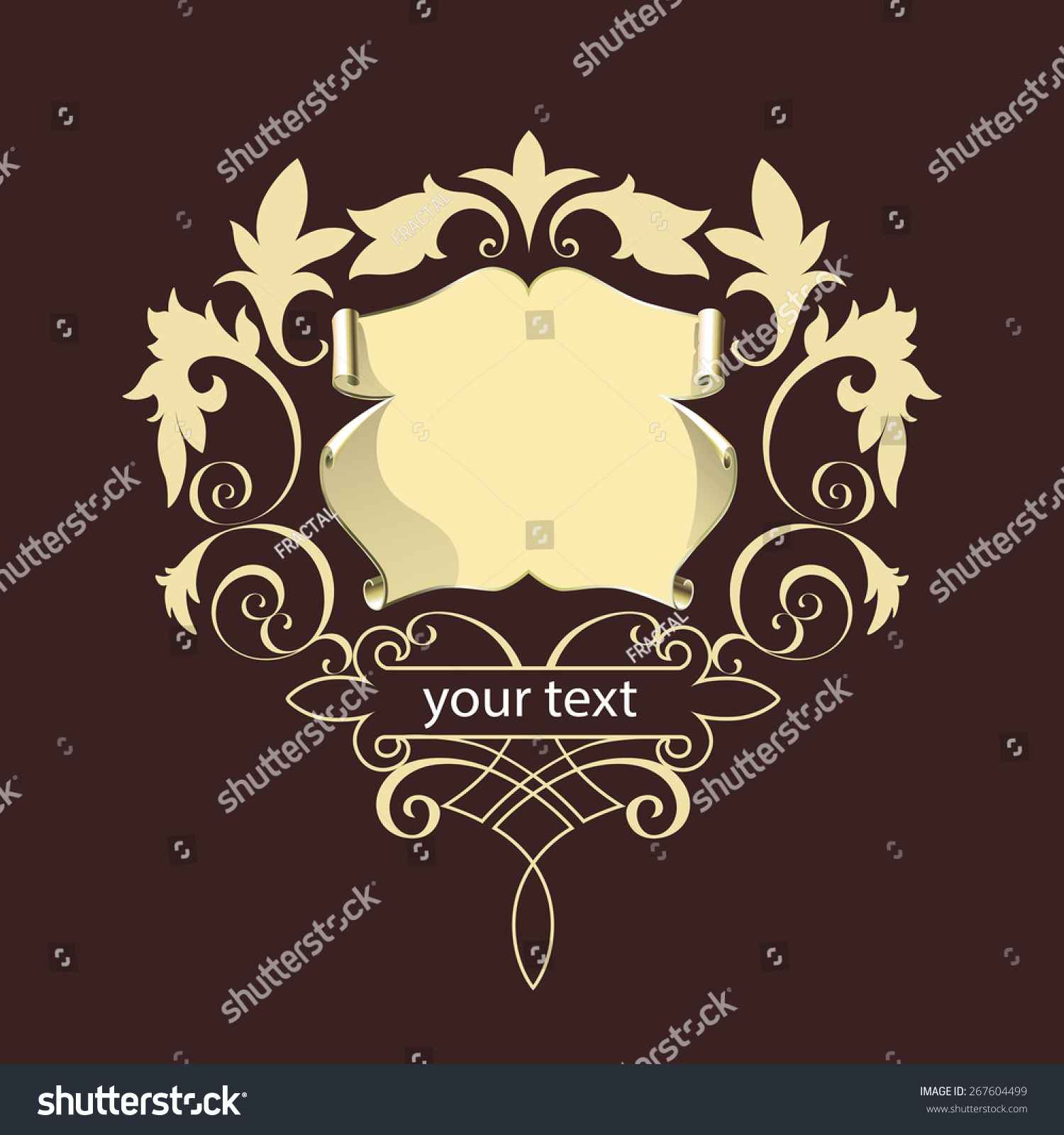 Ornate Shield Golden Frame Vector Design Stock Vector (Royalty Free ...