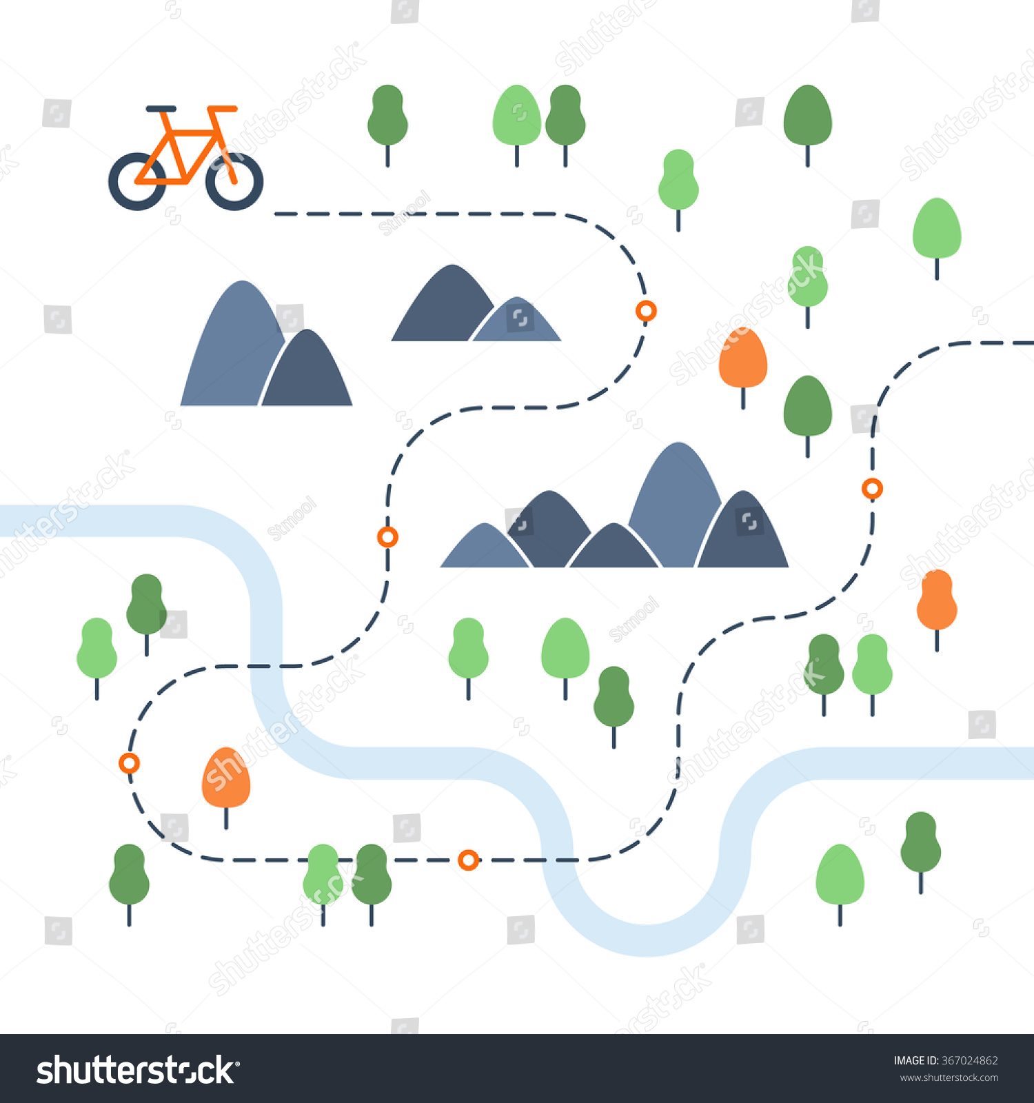 Outdoor Cycling Map Stock Vector (Royalty Free) 367024862 | Shutterstock
