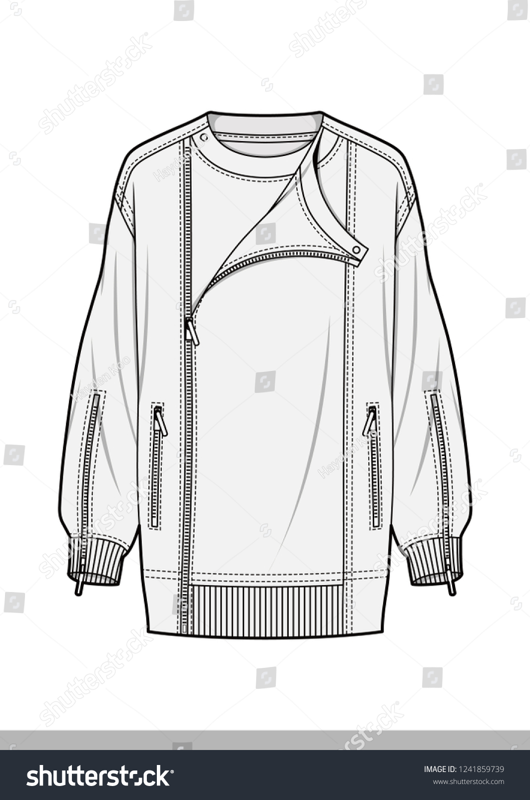 Outer Fashion Flat Technical Drawing Template: Vector có sẵn (miễn phí ...