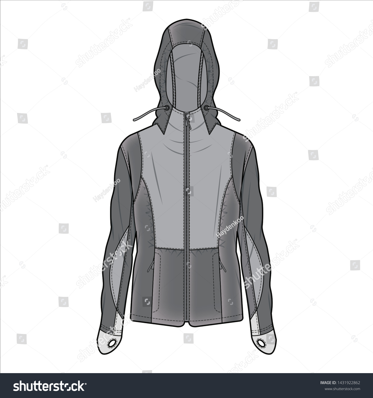 Outer Jacket Fashion Flat Sketch Template Stock Vector (Royalty Free ...