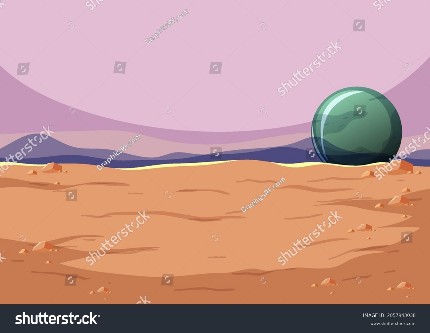 Outer Space Surface Landscape Planet Illustration Stock Vector (Royalty ...