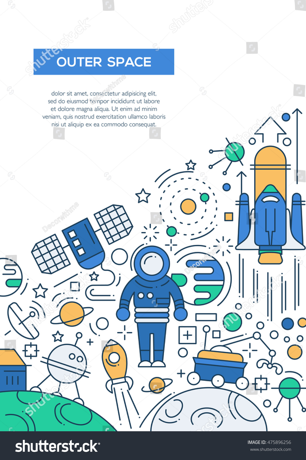 Outer Space Vector Line Design Brochure Stock Vector (Royalty Free ...