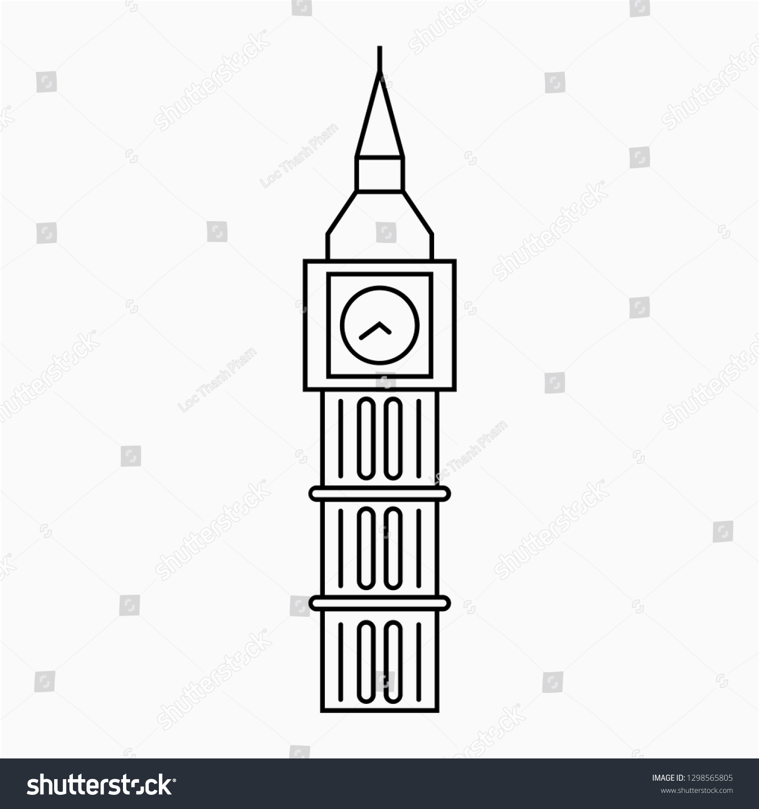 Outline Big Ben Vector Icon Stock Vector (Royalty Free) 1298565805