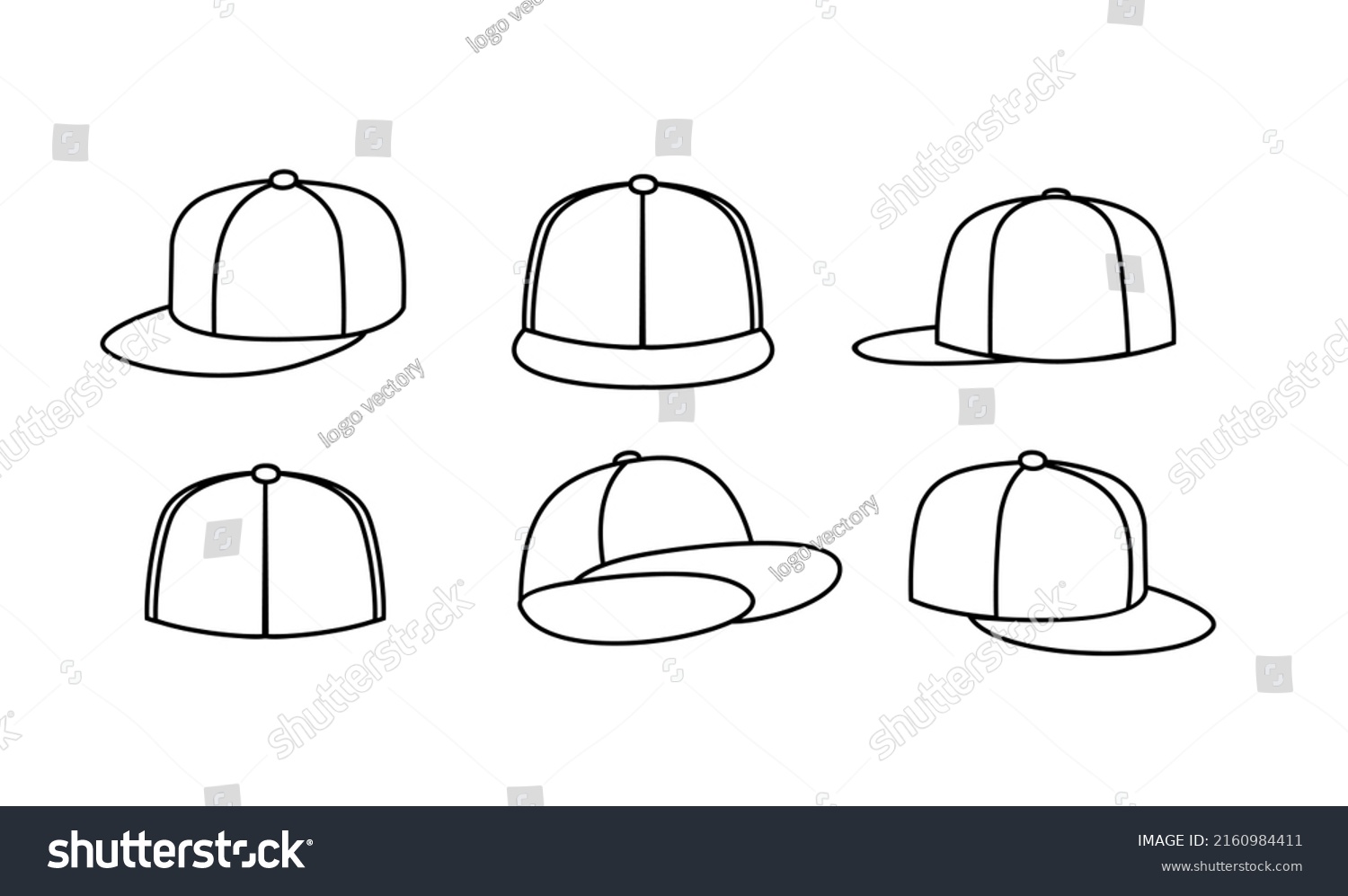 Outline Cap Vector Illustration Isolated White Stock Vector (Royalty ...