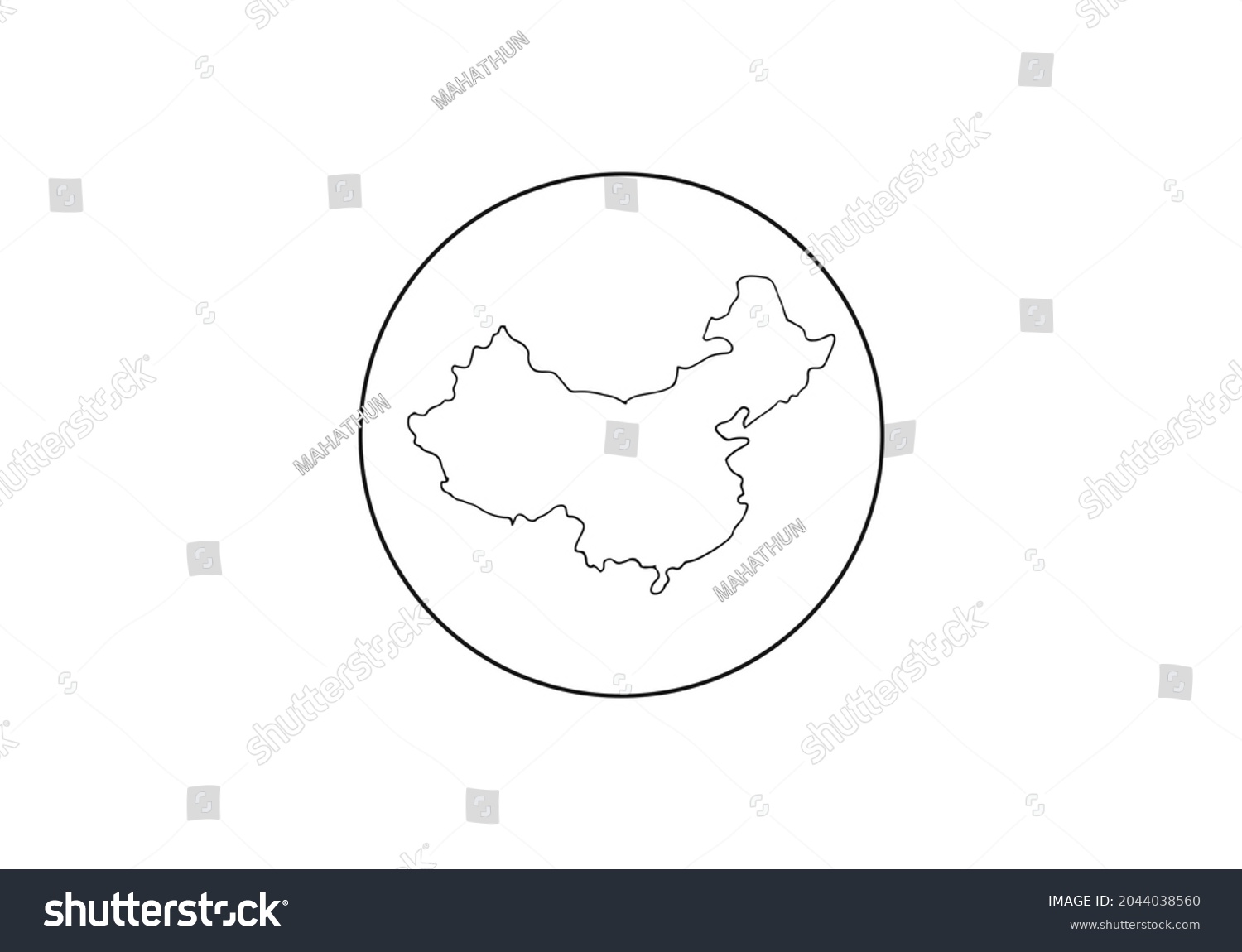 Outline China Map Simple Thin Line Stock Vector (Royalty Free ...