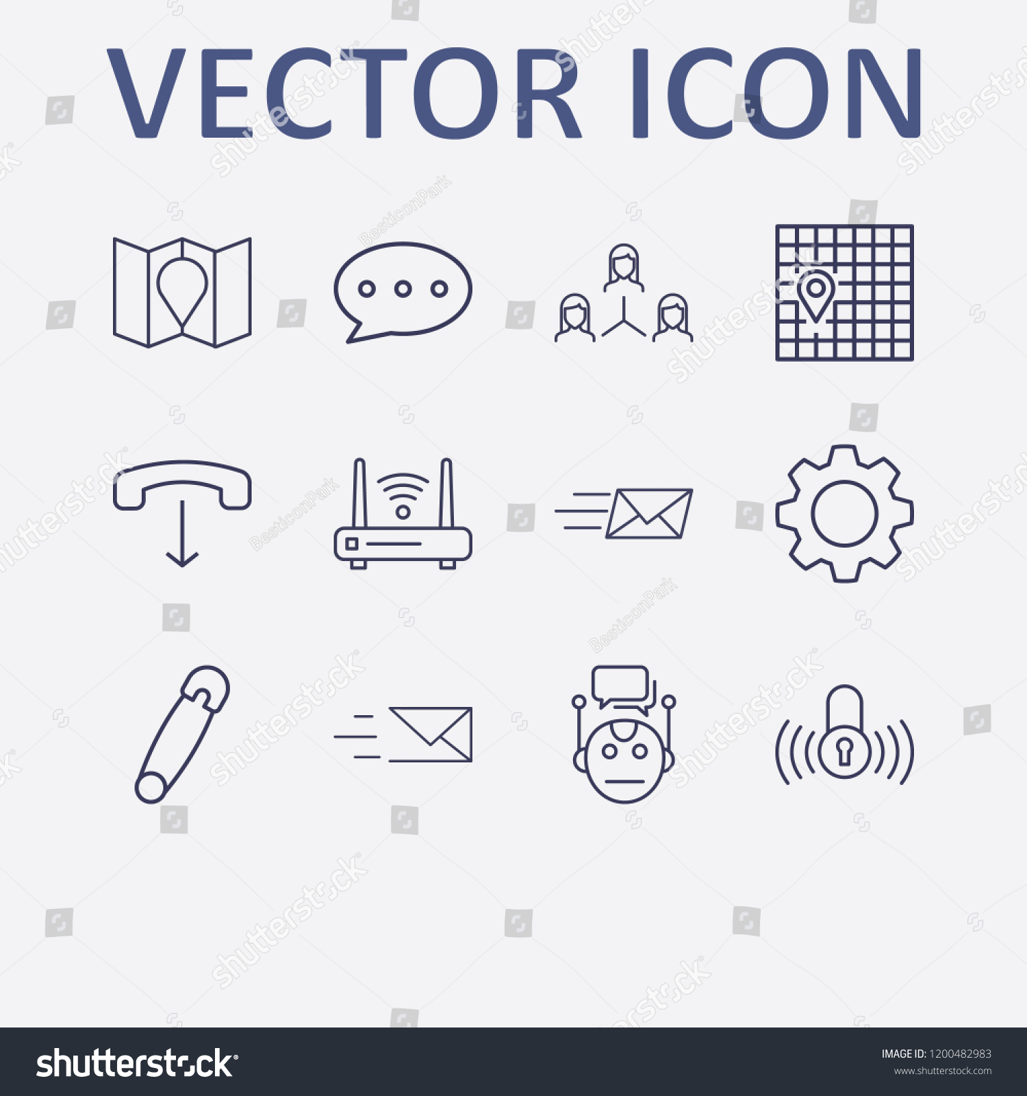 Outline 12 Connect Icon Set Network Stock Vector (Royalty Free ...