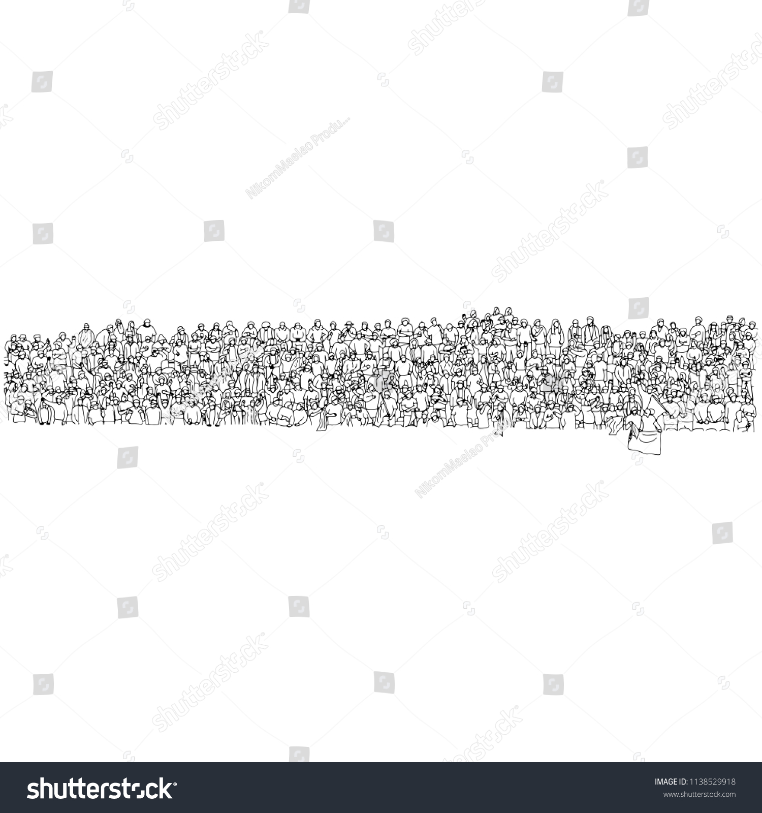 Outline Crowd People Cheering On Stadium: vector de stock (libre de ... Outline Crowd People Cheering On Stadium: vector de stock (libre de ...