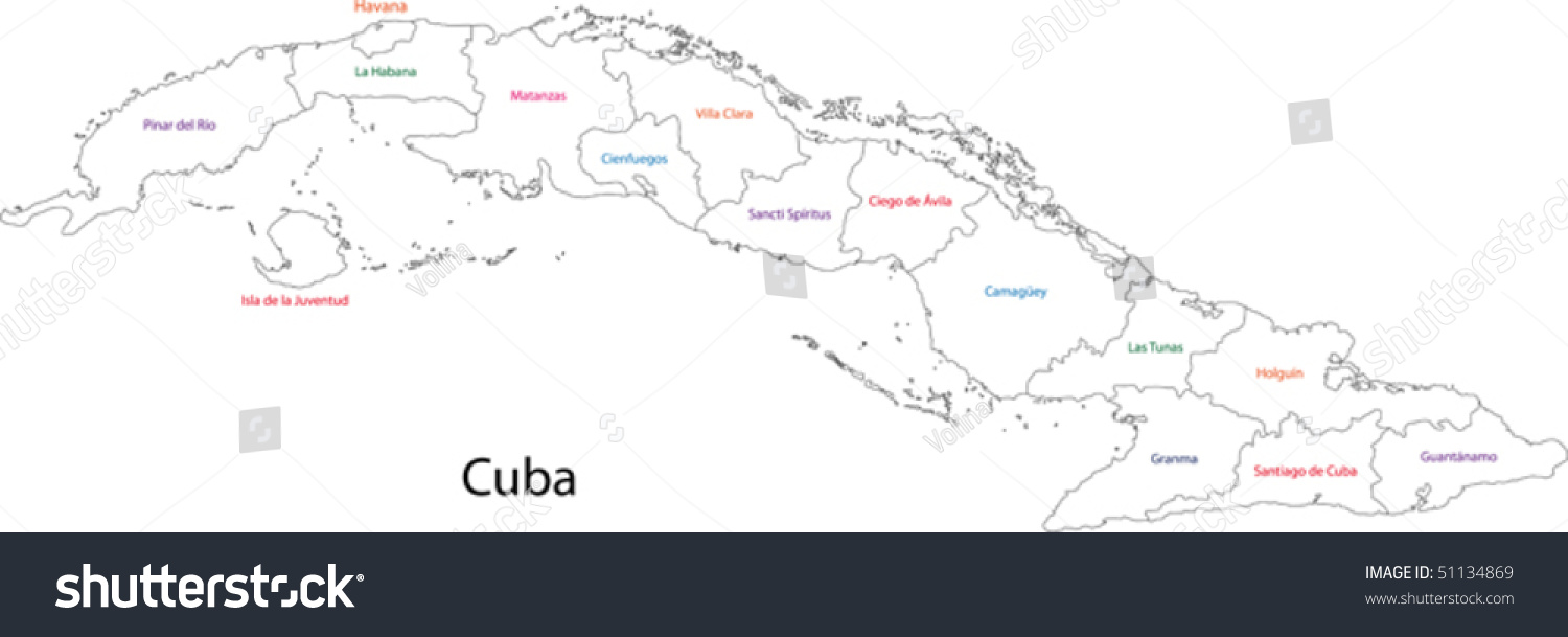 Outline Cuba Map Provinces Stock Vector (Royalty Free) 51134869 ...