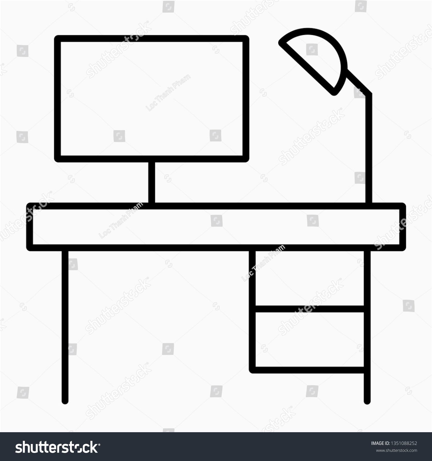 Outline Desk Vector Icon Stock Vector (Royalty Free) 1351088252 ...