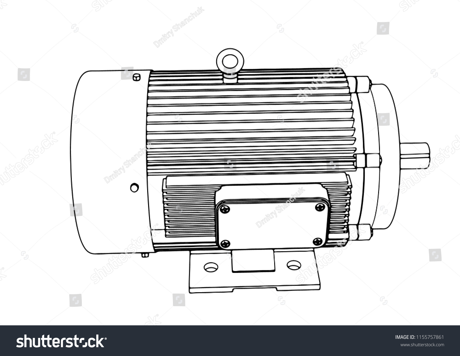 Outline Electric Motor Vector Stock Vector (Royalty Free) 1155757861 ...