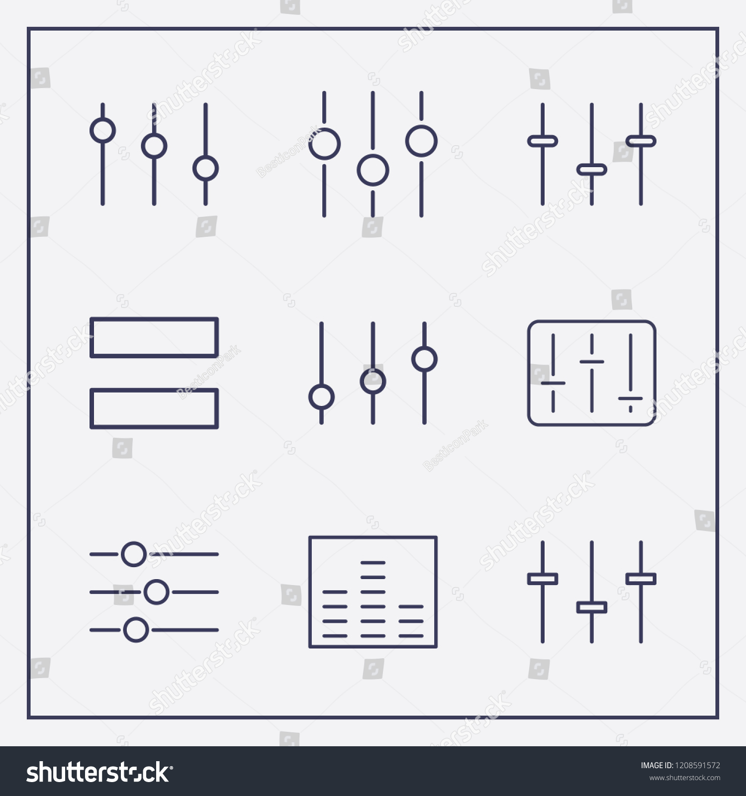 Outline 9 Equal Icon Set Equally Stock Vector (Royalty Free) 1208591572 ...