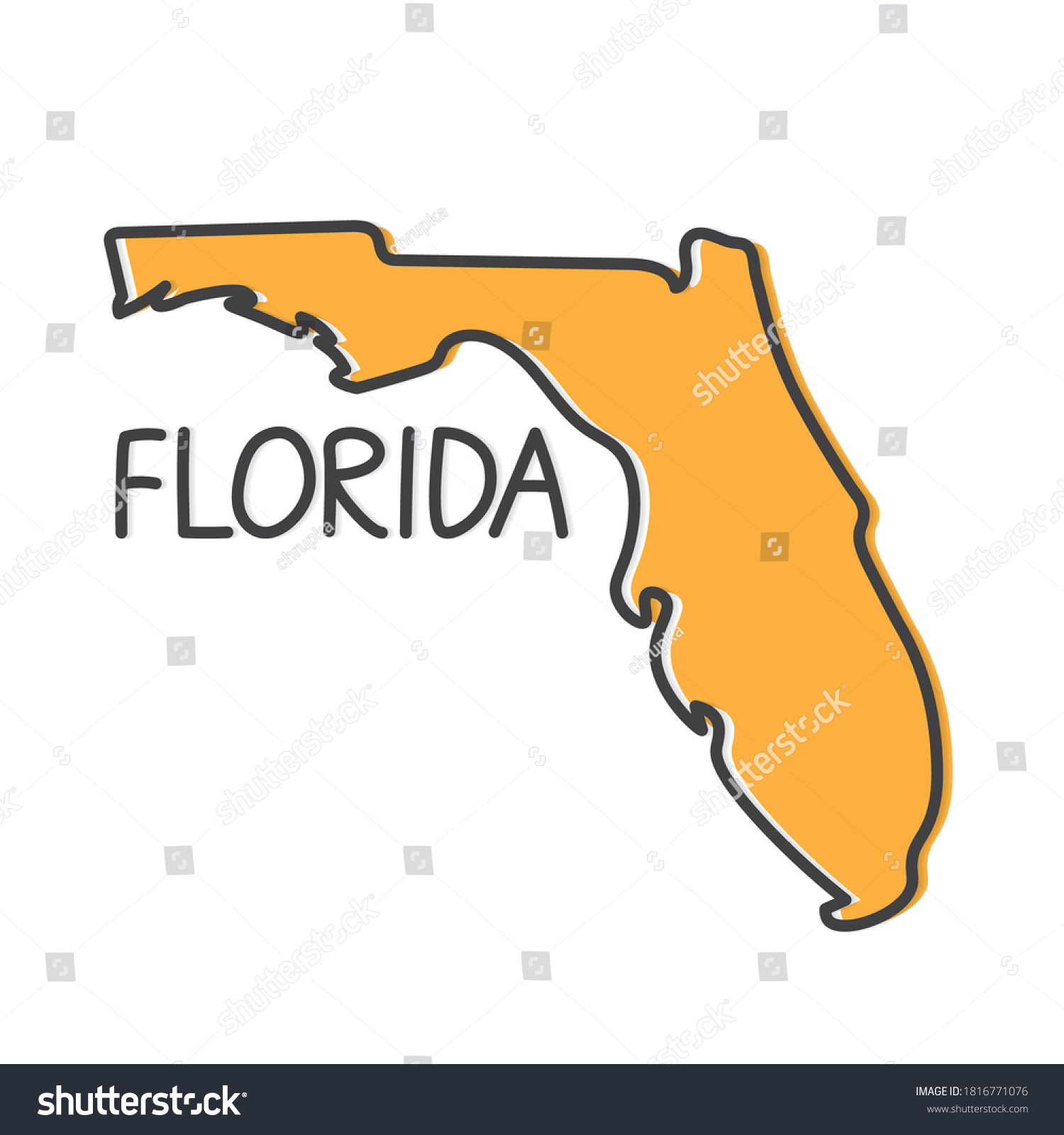 Outline Florida Map Vector Illustration Stock Vector (Royalty Free ...