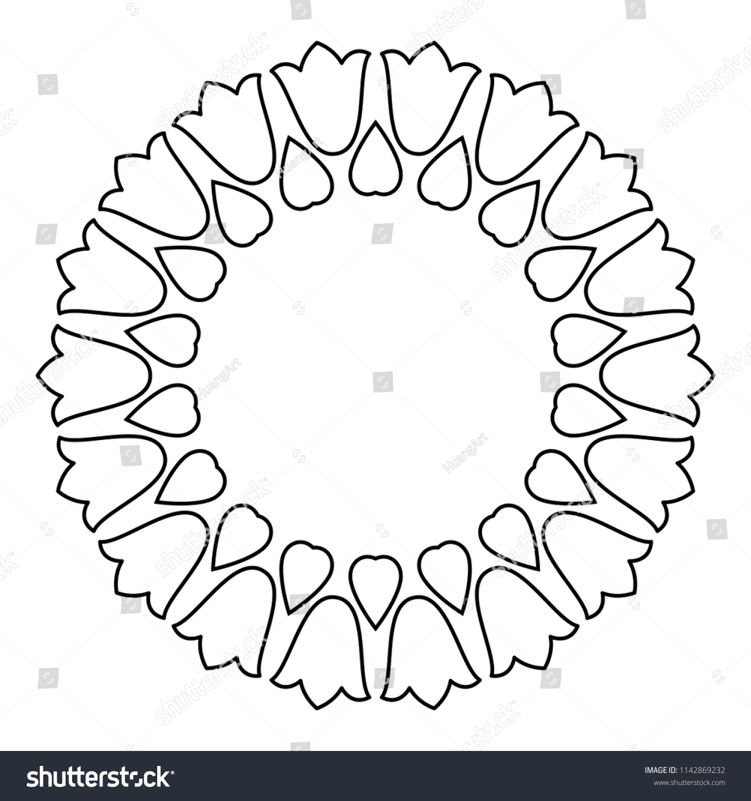 Outline Flowers Circle Frame Design Monochrome Stock Vector (Royalty ... Outline Flowers Circle Frame Design Monochrome Stock Vector (Royalty ...