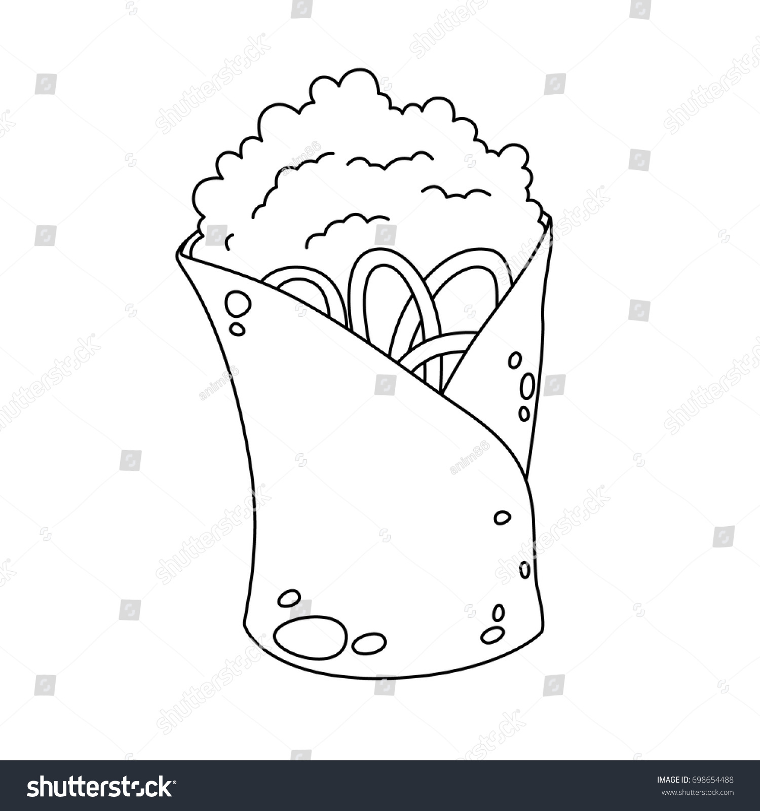 Outline Food Shawarma Isolated Vector Object Stock Vector (Royalty Free ...