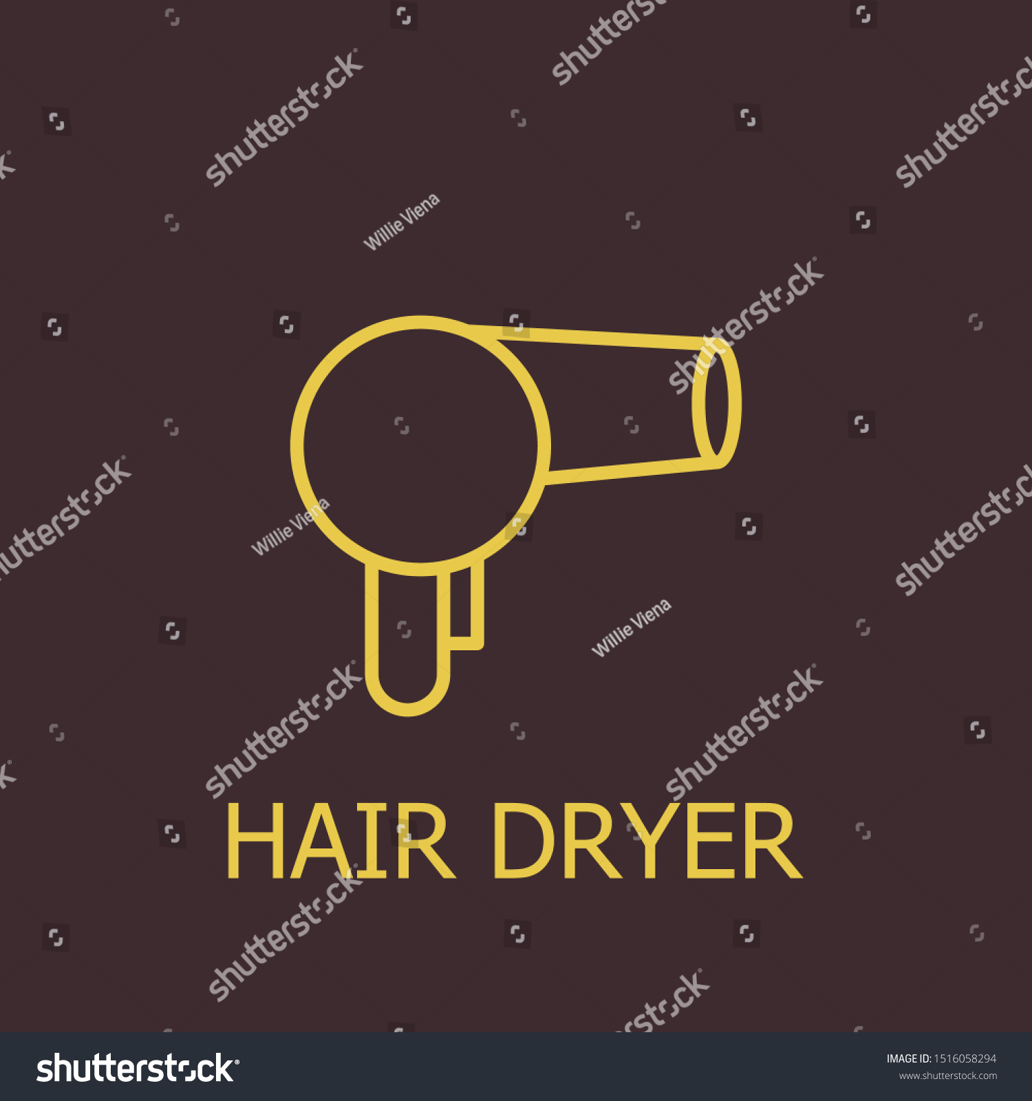 Outline Hair Dryer Vector Icon Hair Stock Vector Royalty Free