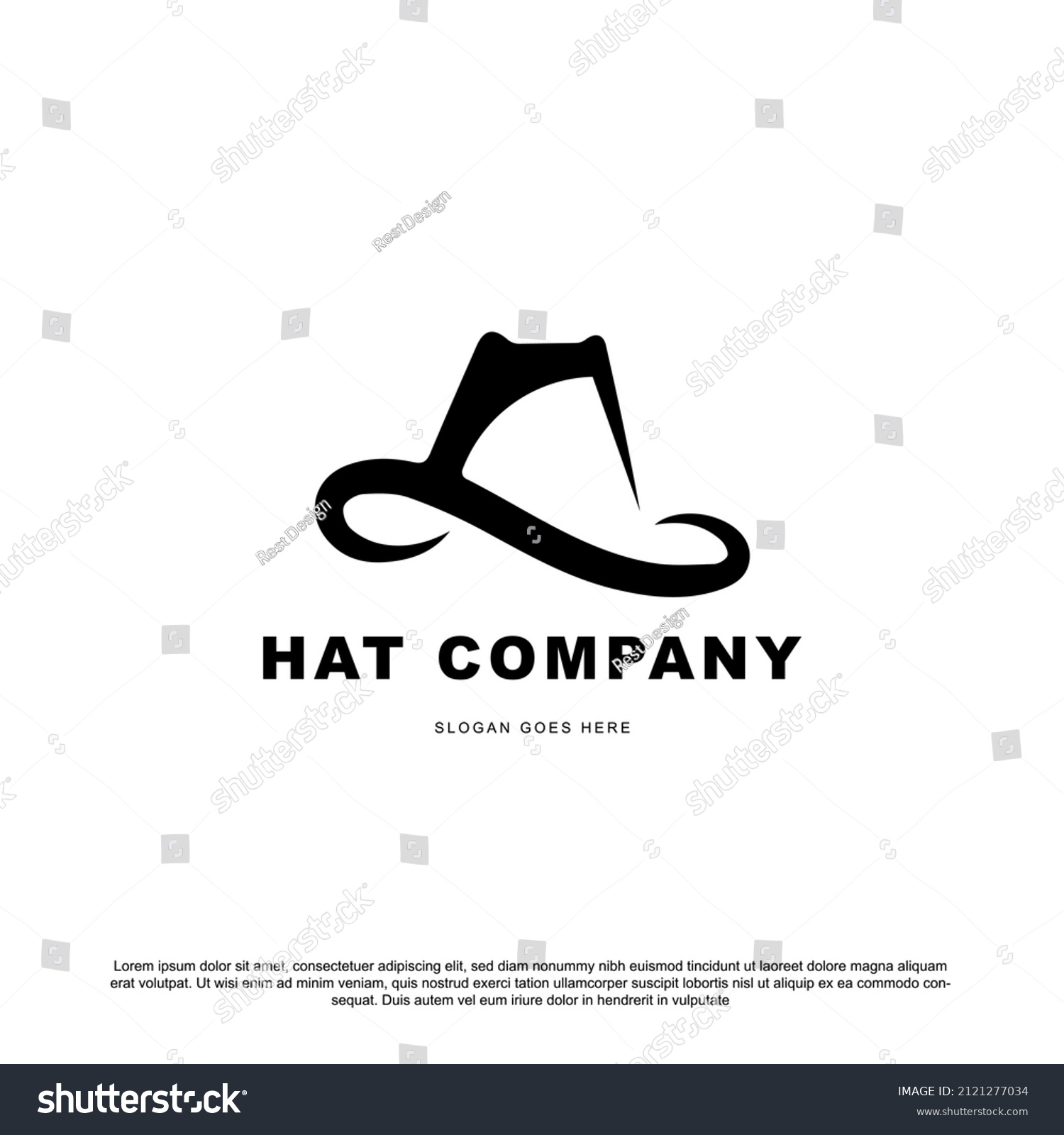 Outline Hat Logo Design Vector Stock Vector (Royalty Free) 2121277034 ...