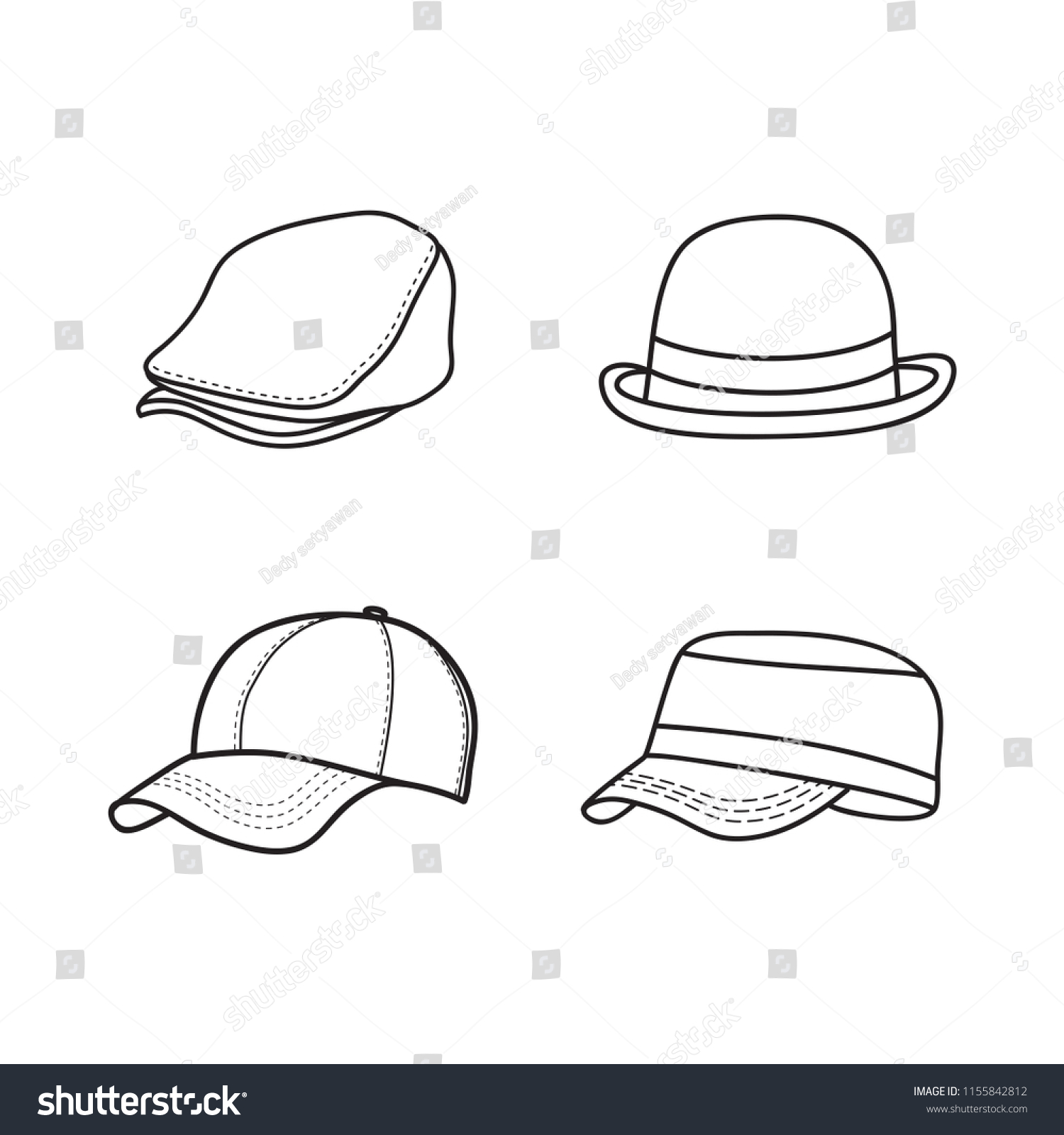 Outline Hat Vector Simple Cap Icon Stock Vector (Royalty Free) 1155842812