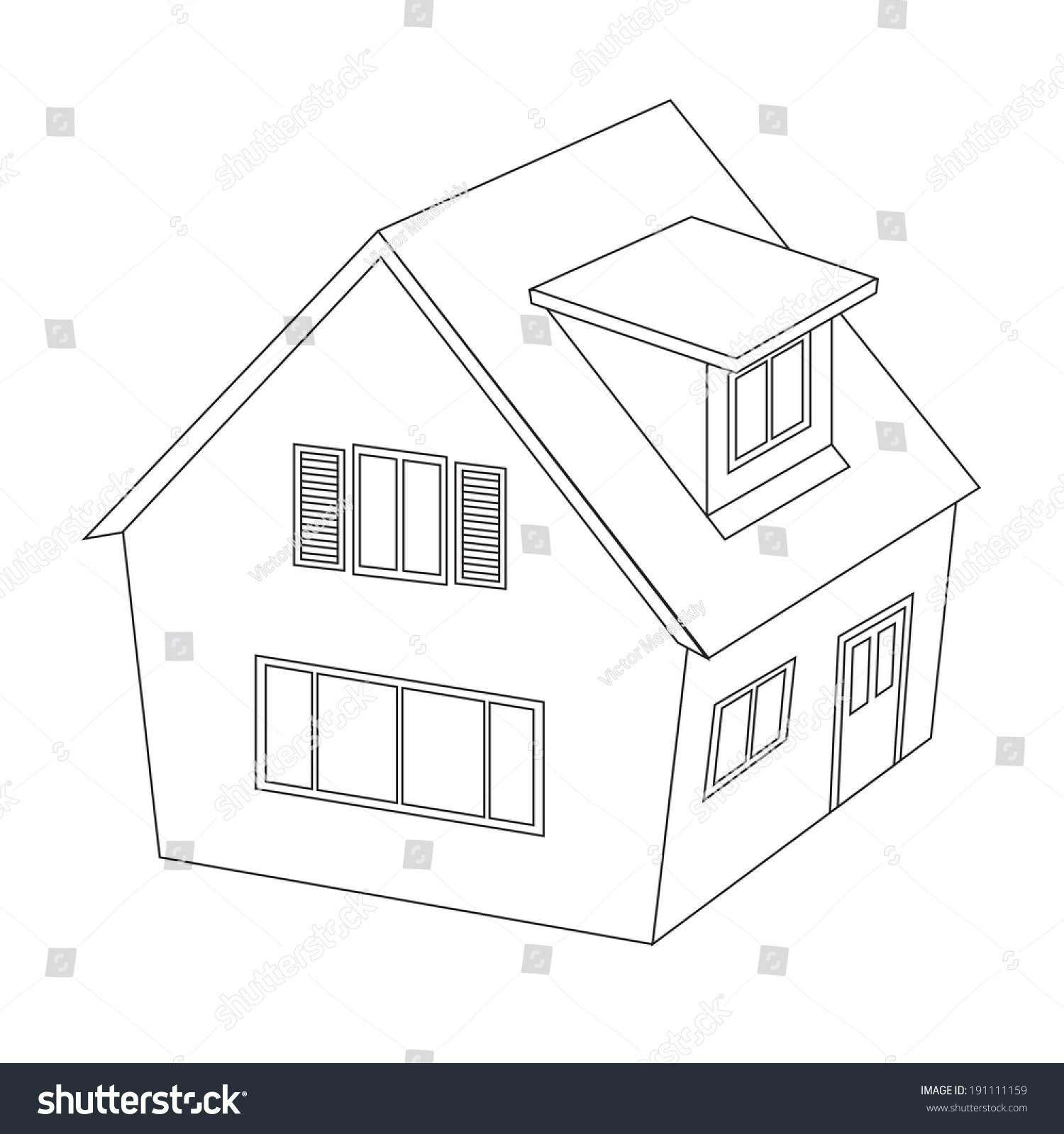 Outline House Vector Illustration Stock Vector (Royalty Free) 191111159 ...