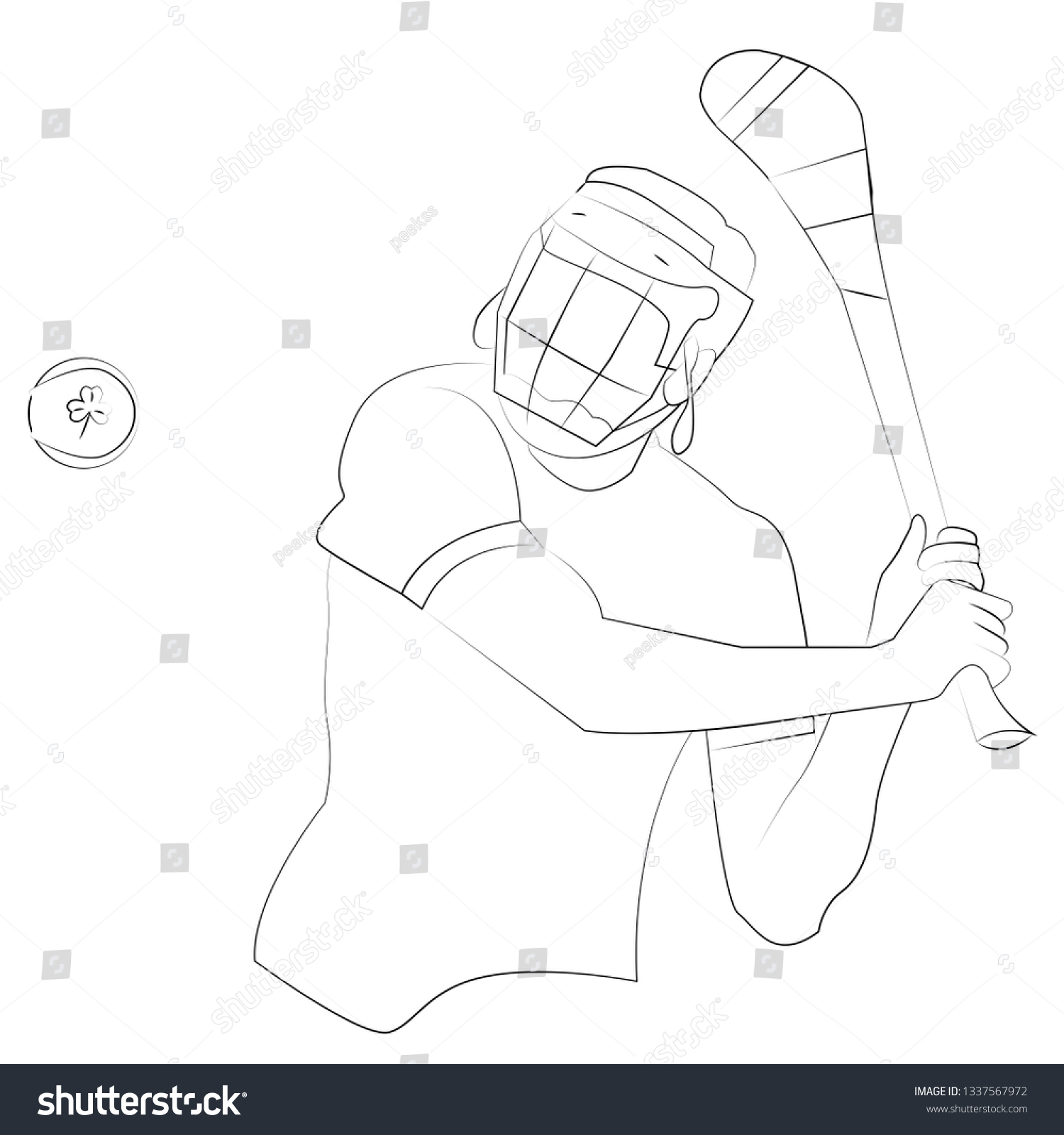 Outline Hurling Player Stock Vector (Royalty Free) 1337567972
