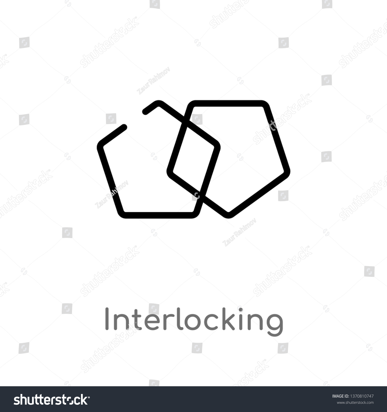 Outline Interlocking Vector Icon Isolated Black Stock Vector (Royalty ...