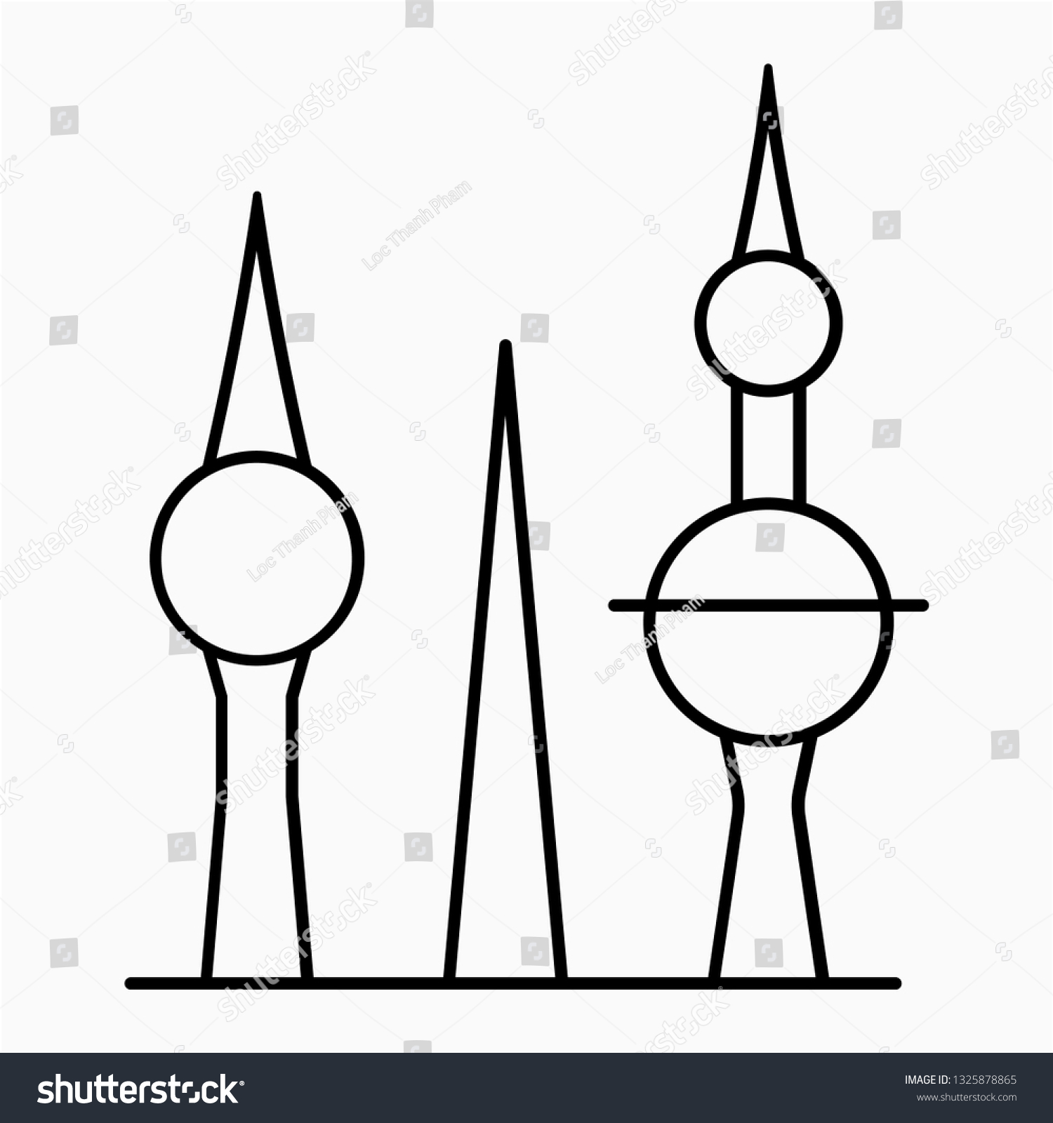 Outline Kuwait Tower Pixel Perfect Vector Stock Vector (Royalty Free ...
