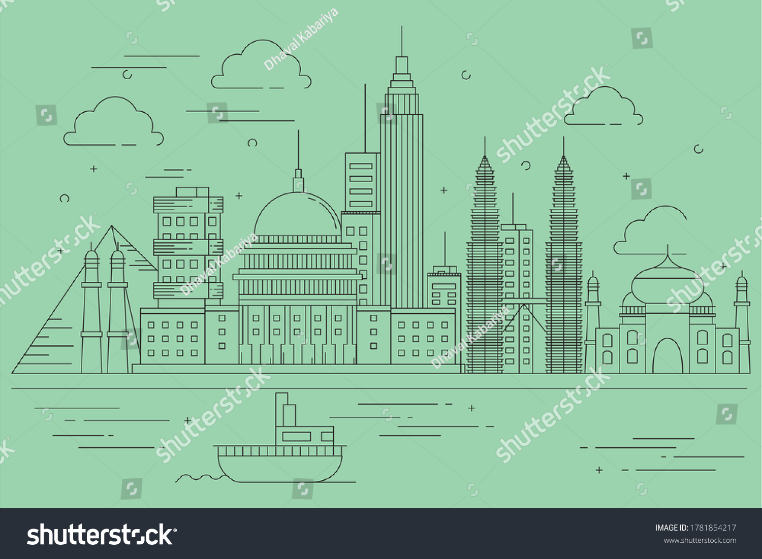 Outline Landmarks Skyline Vector Stock Vector (Royalty Free) 1781854217 ...