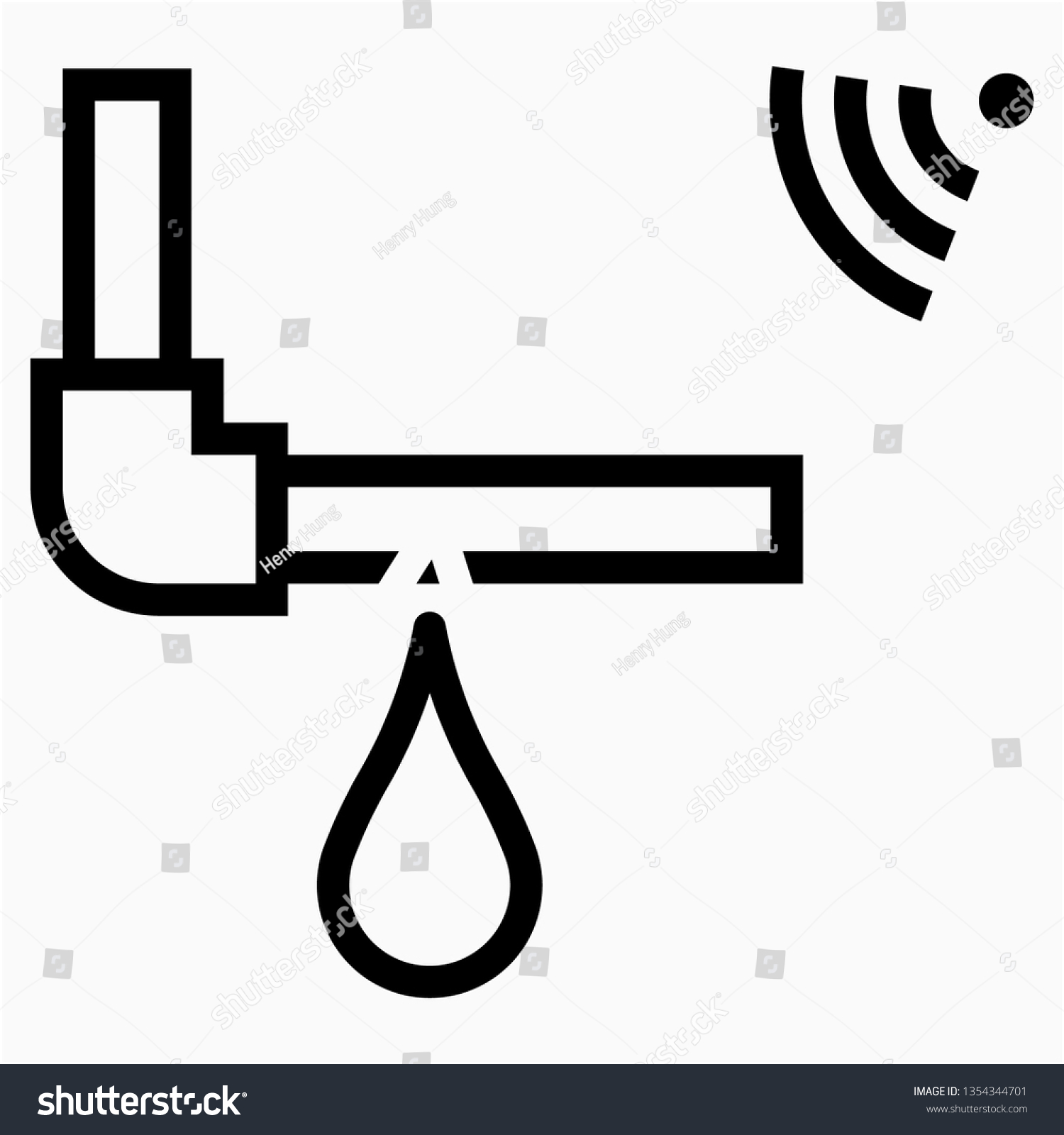 Outline Leak Pipe Sensor Vector Icon Stock Vector (Royalty Free) 1354344701