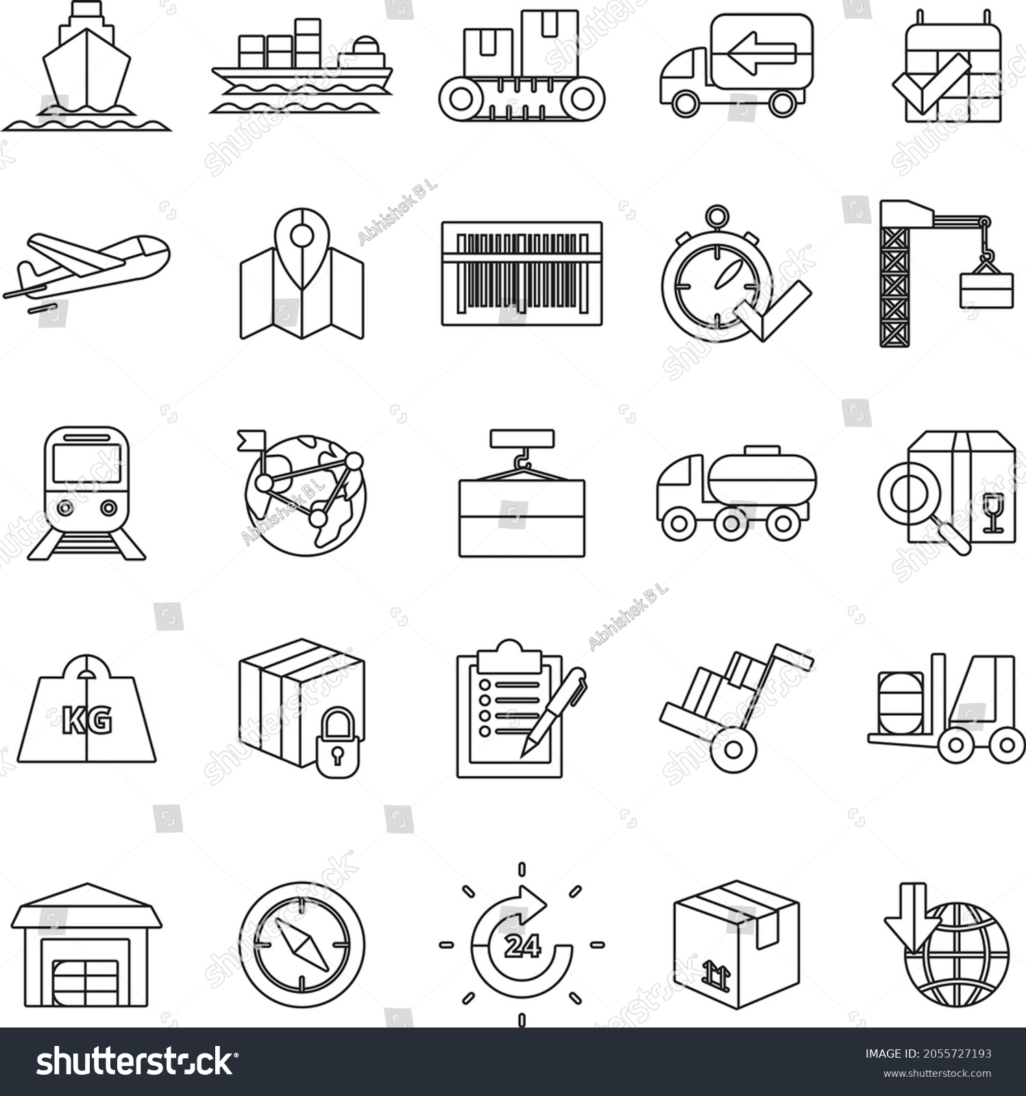 Outline Logistics Flat Concept Vector Elements Stock Vector (Royalty ...