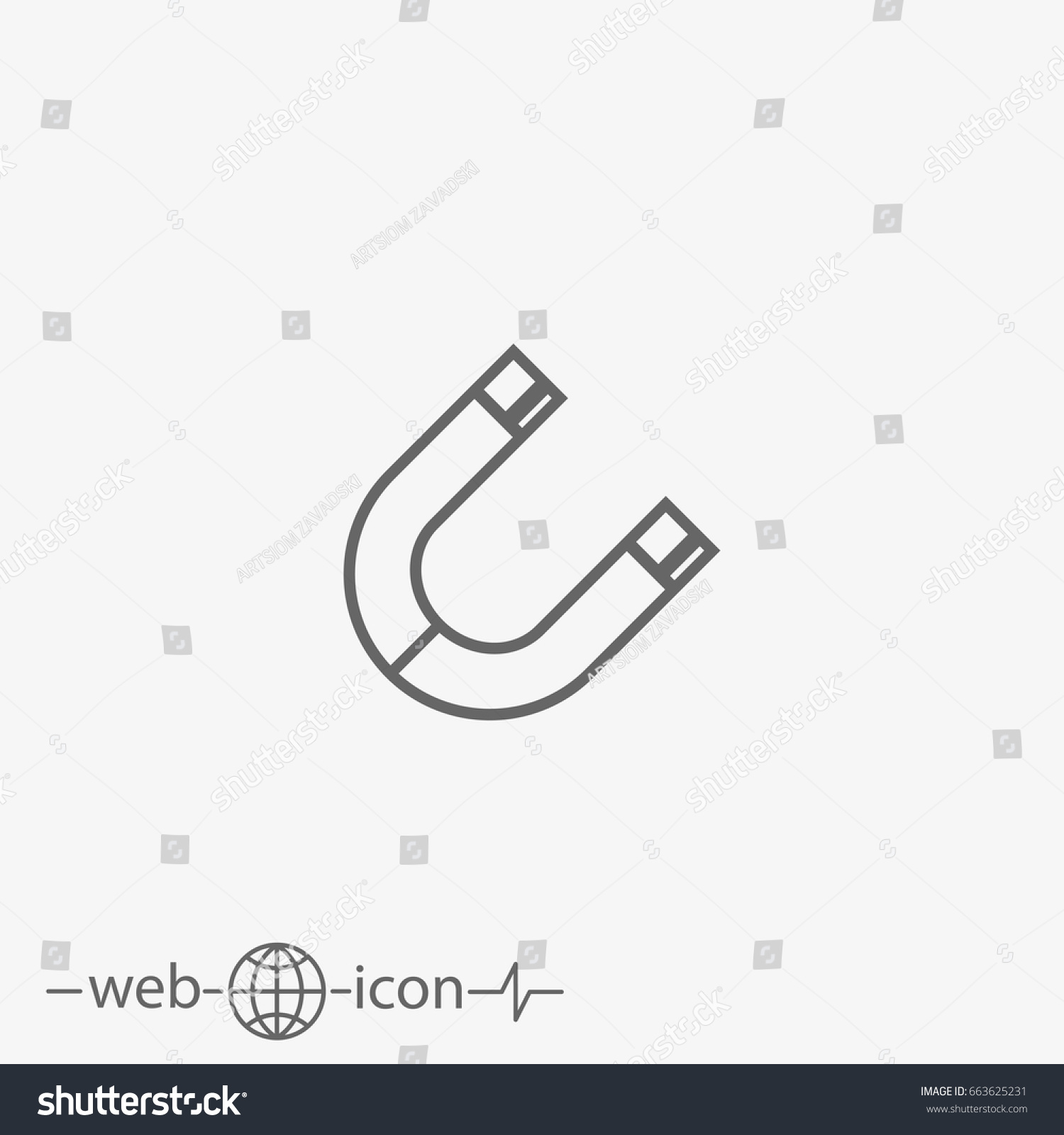 Outline Magnet Vector Icon Stock Vector (Royalty Free) 663625231