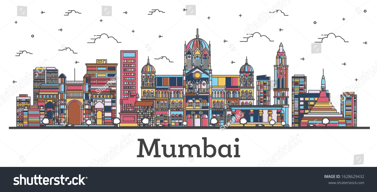 Outline Mumbai India City Skyline Color 库存矢量图(免版税)1628629432 Outline Mumbai India City Skyline Color 库存矢量图(免版税)1628629432