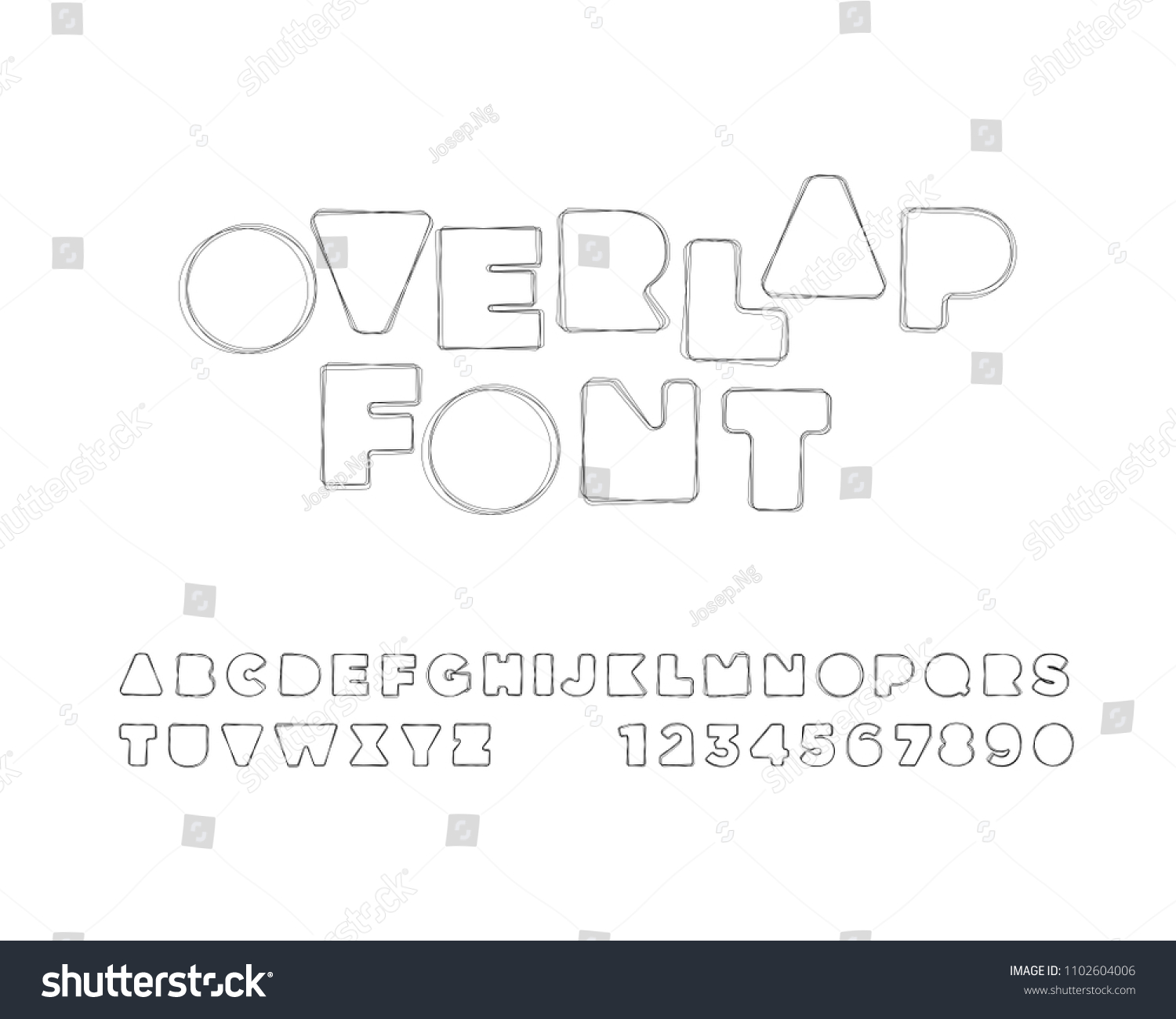 Outline Overlapping Shape Font: เวกเตอร์สต็อก (ปลอดค่าลิขสิทธิ์ ...