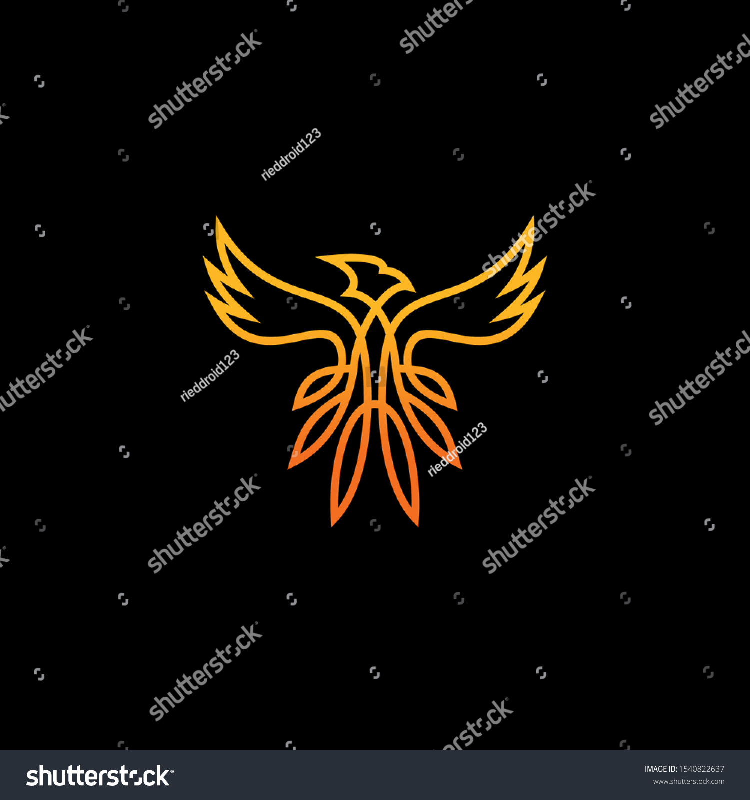 Outline Phoenix Logo Design Idea Stock Vector (Royalty Free) 1540822637 ...