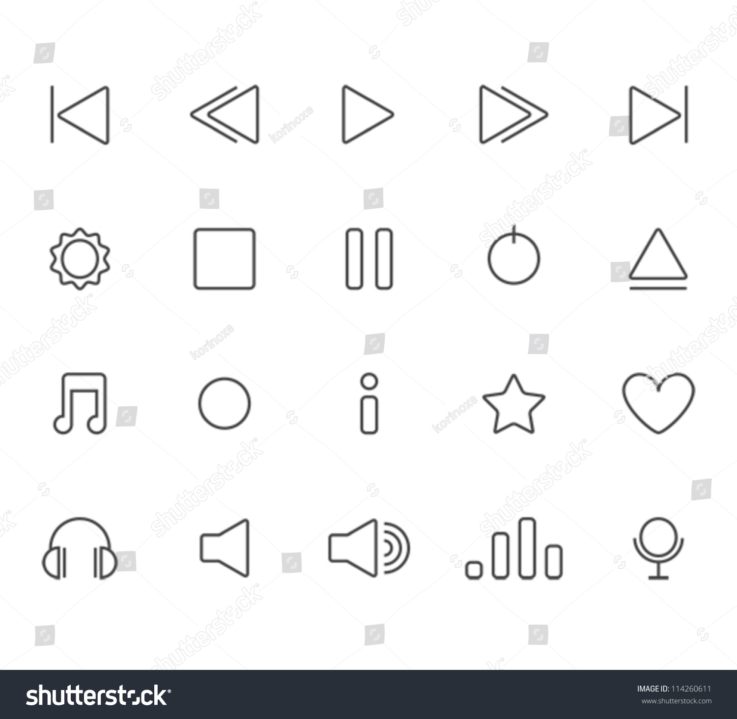 Outline Player Icons Set Stock Vector (Royalty Free) 114260611