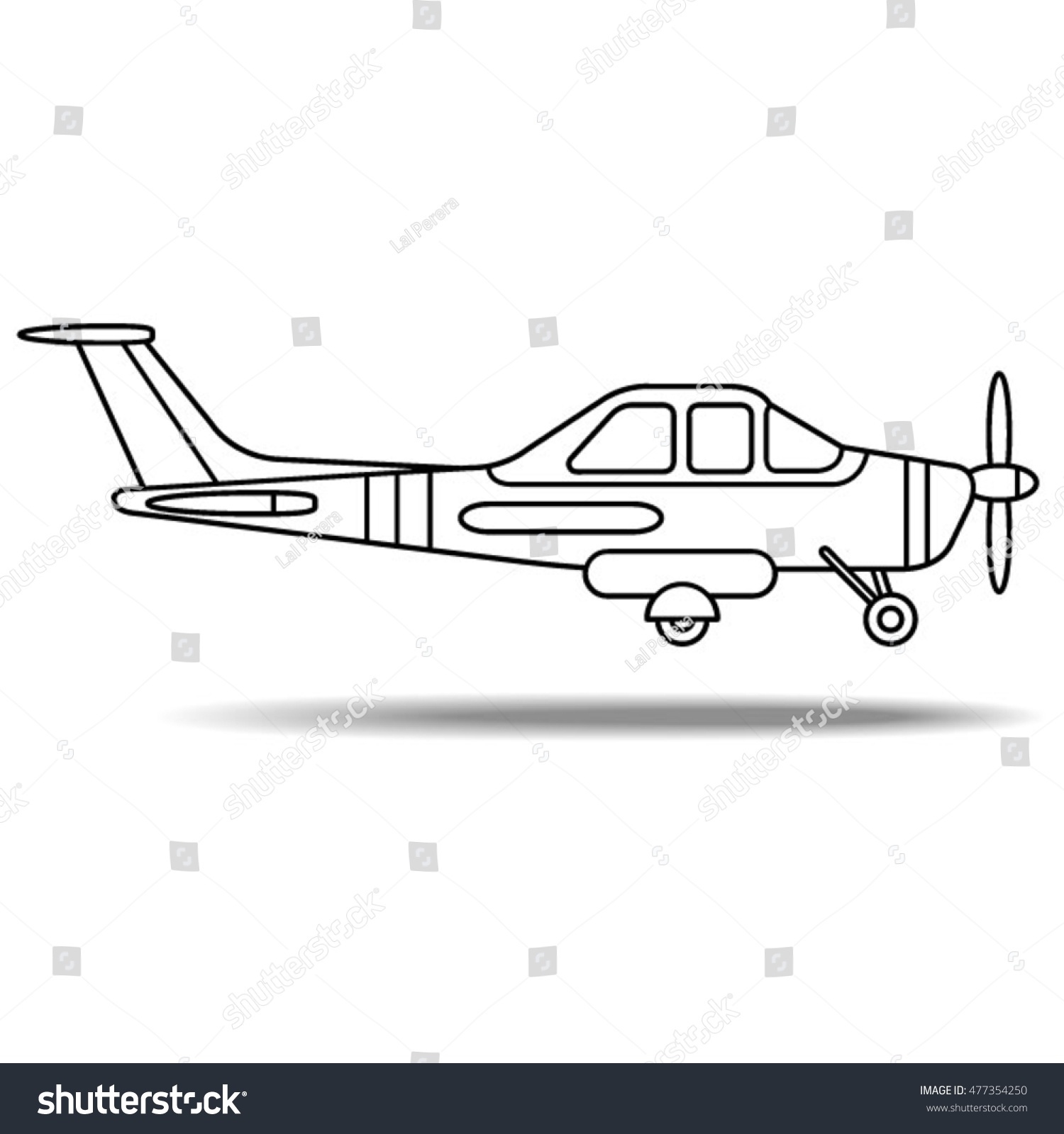 Outline Propeller Airplanevector Drawing: vector de stock (libre de ...