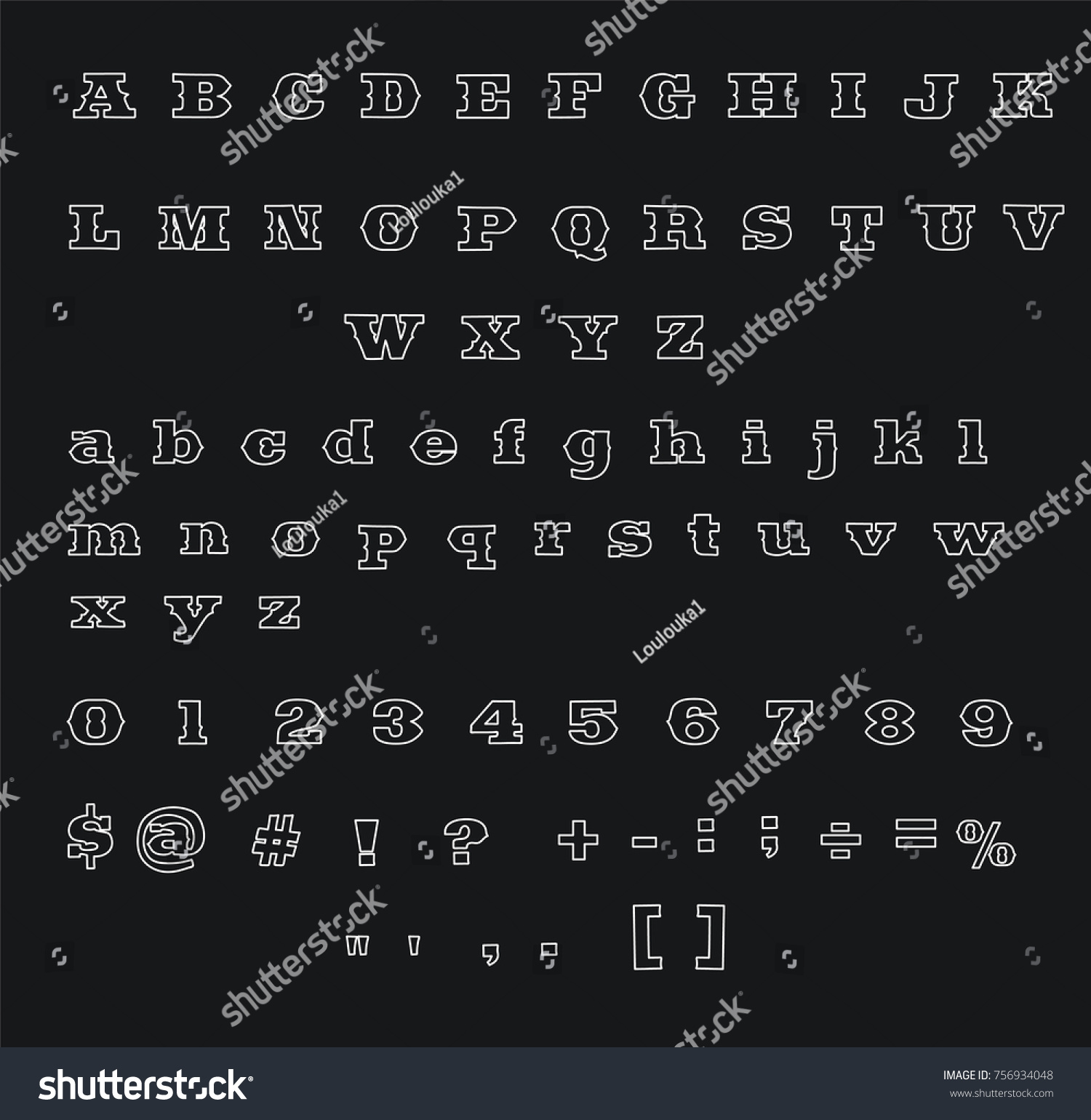 Outline Retro Font Vector Stock Vector (Royalty Free) 756934048 ...