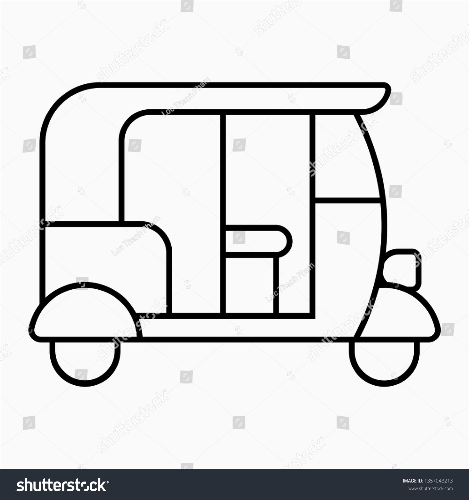 Outline Rickshaw Vector Icon Stock Vector (Royalty Free) 1357043213