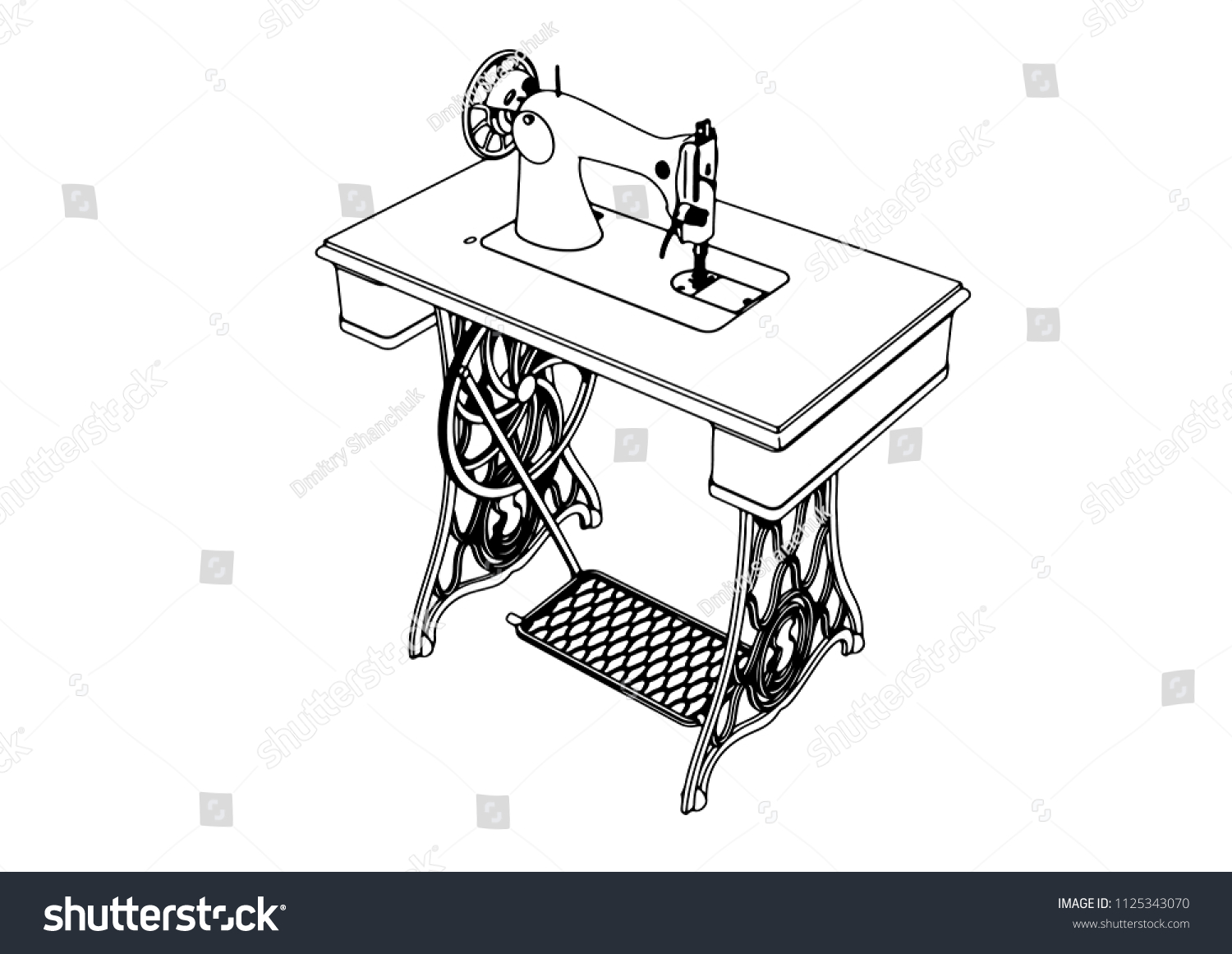 Outline Sewing Machine Vector Stock Vector (Royalty Free) 1125343070 ...
