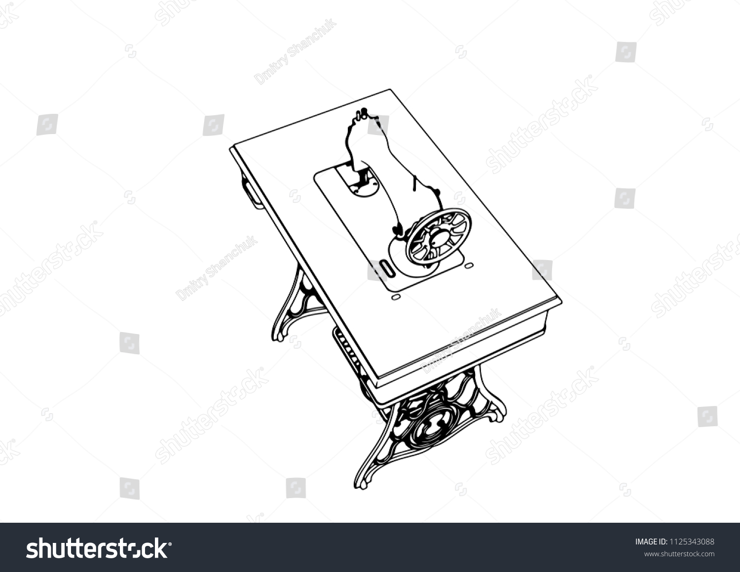Outline Sewing Machine Vector Stock Vector (Royalty Free) 1125343088 ...