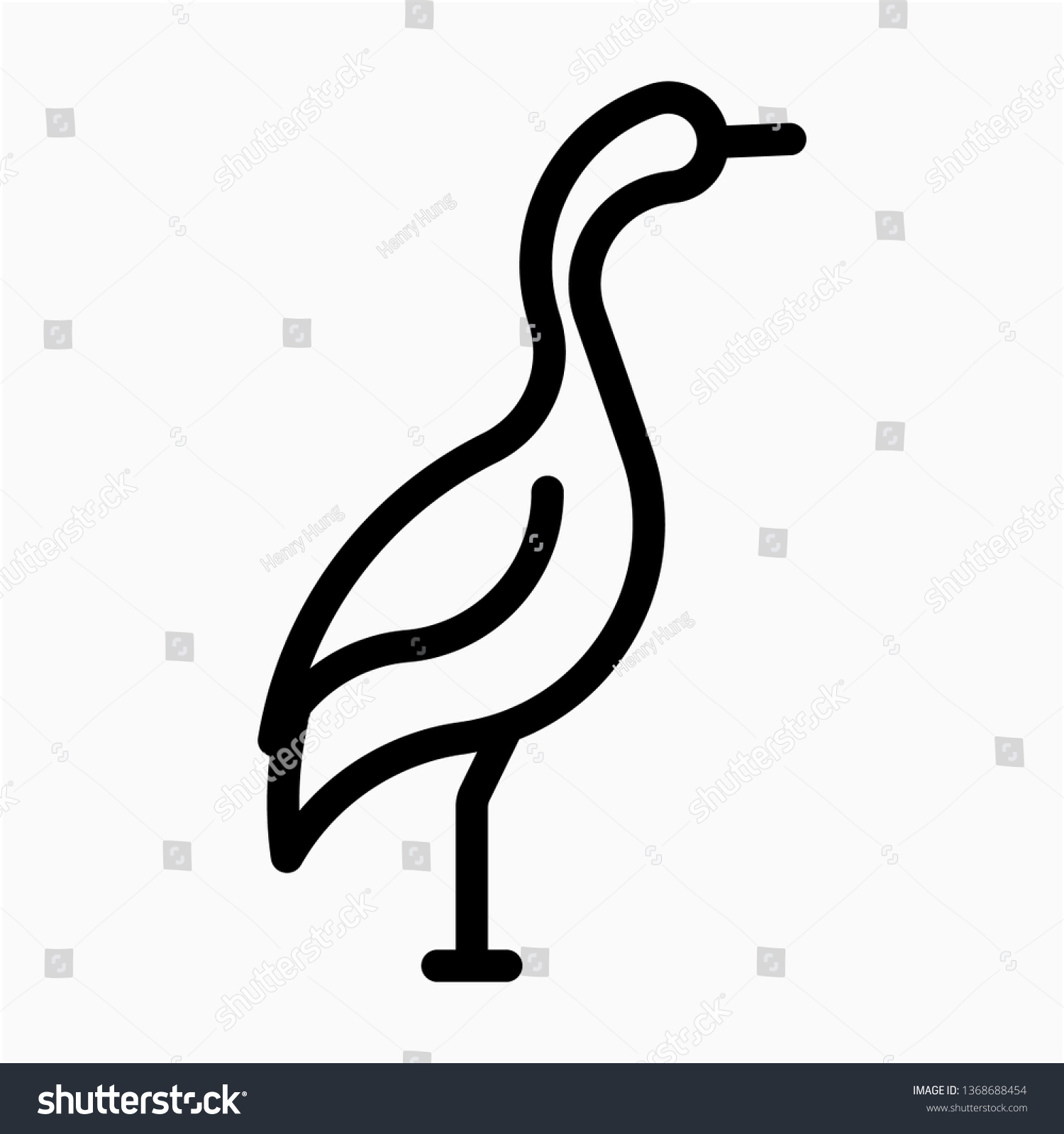 Outline Stork Vector Icon Stock Vector (Royalty Free) 1368688454