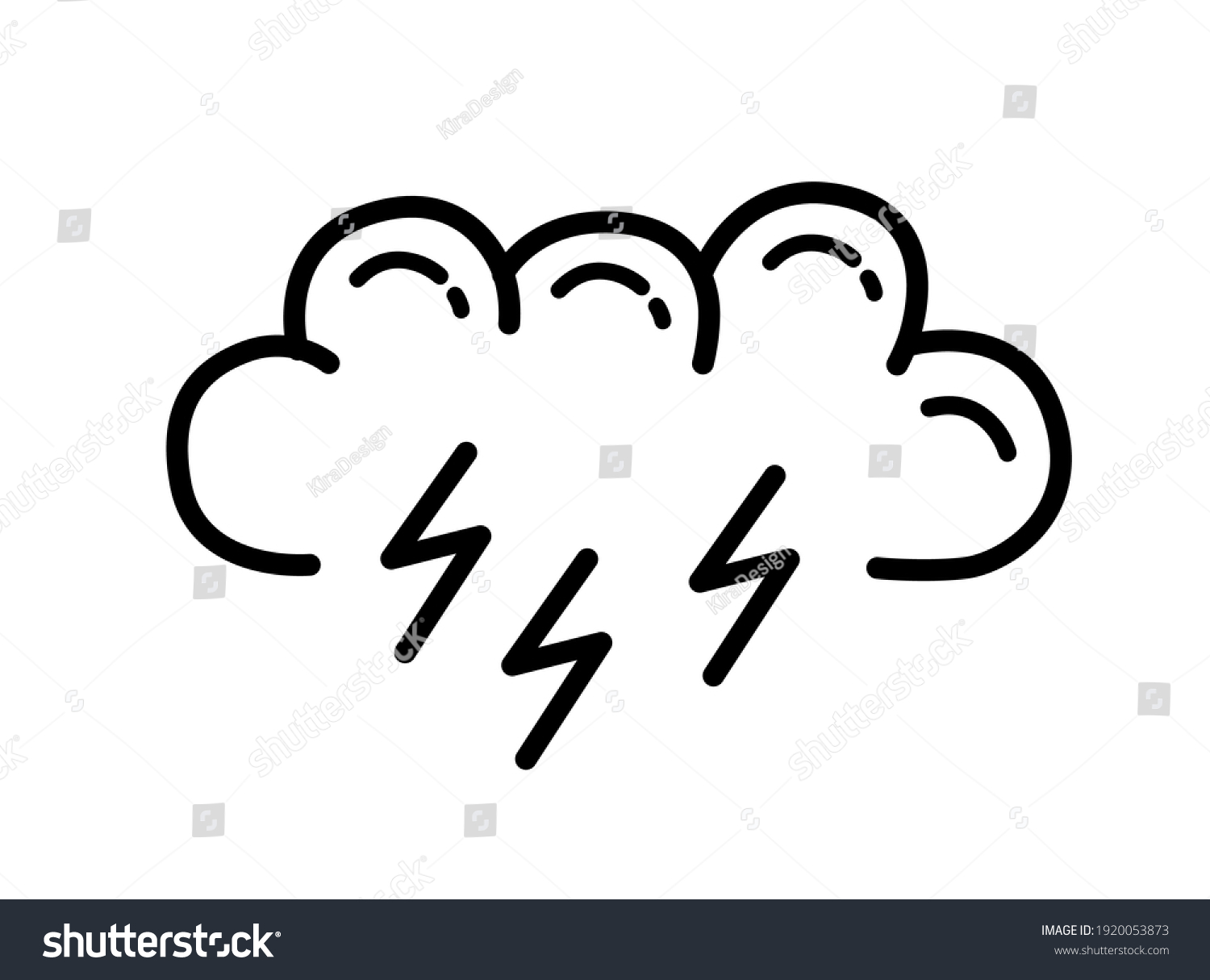 Outline Storm Cloud Isolated On White Stock Vector (Royalty Free ...